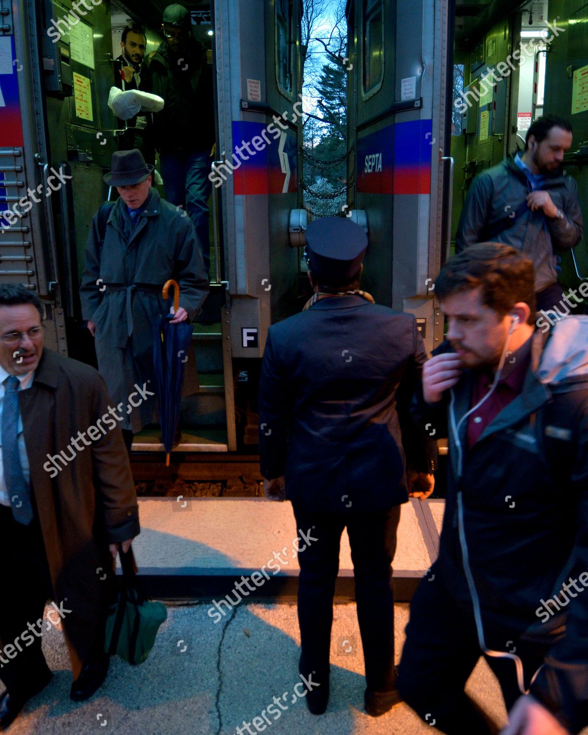 Septa Conductor Keeps Watchful Eye Commuters Editorial Stock Photo ...