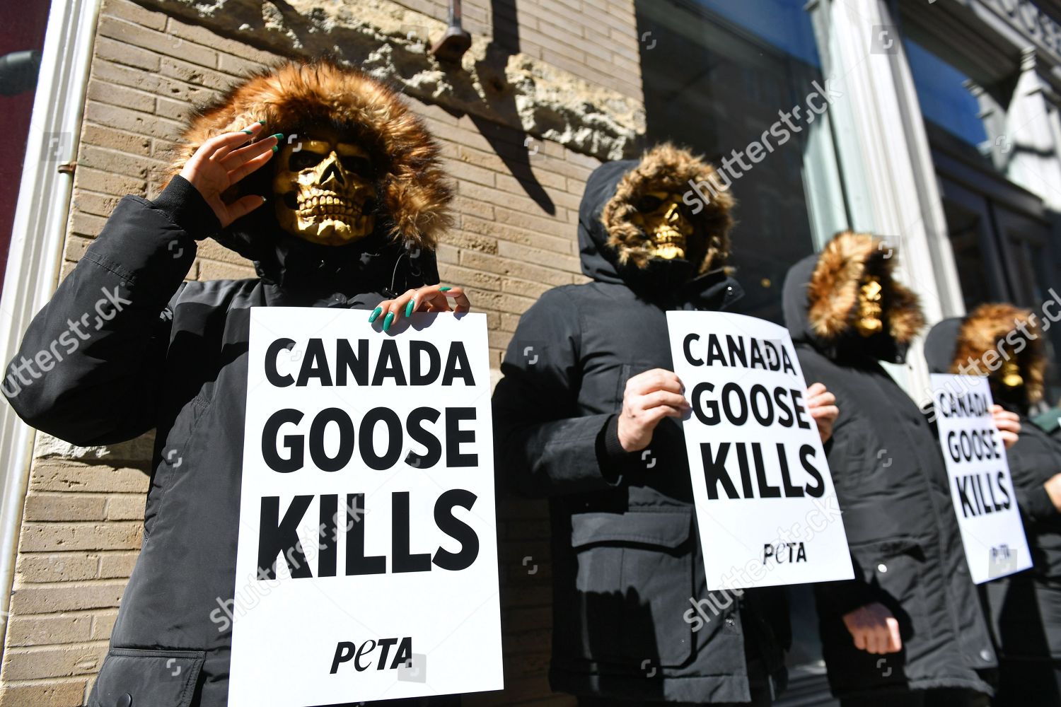 Peta Protesters Wearing Skull Masks Fake Editorial Stock Photo - Stock ...