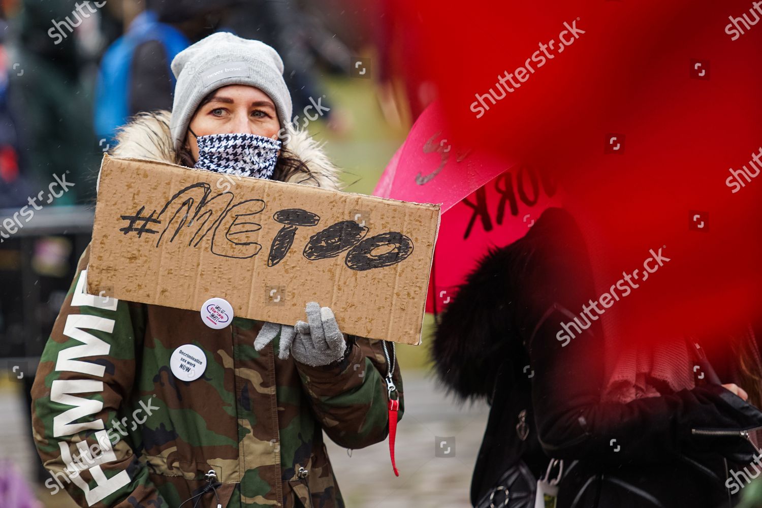 Protester Holding Poster Metoo Meetoo Slogan Editorial Stock Photo ...