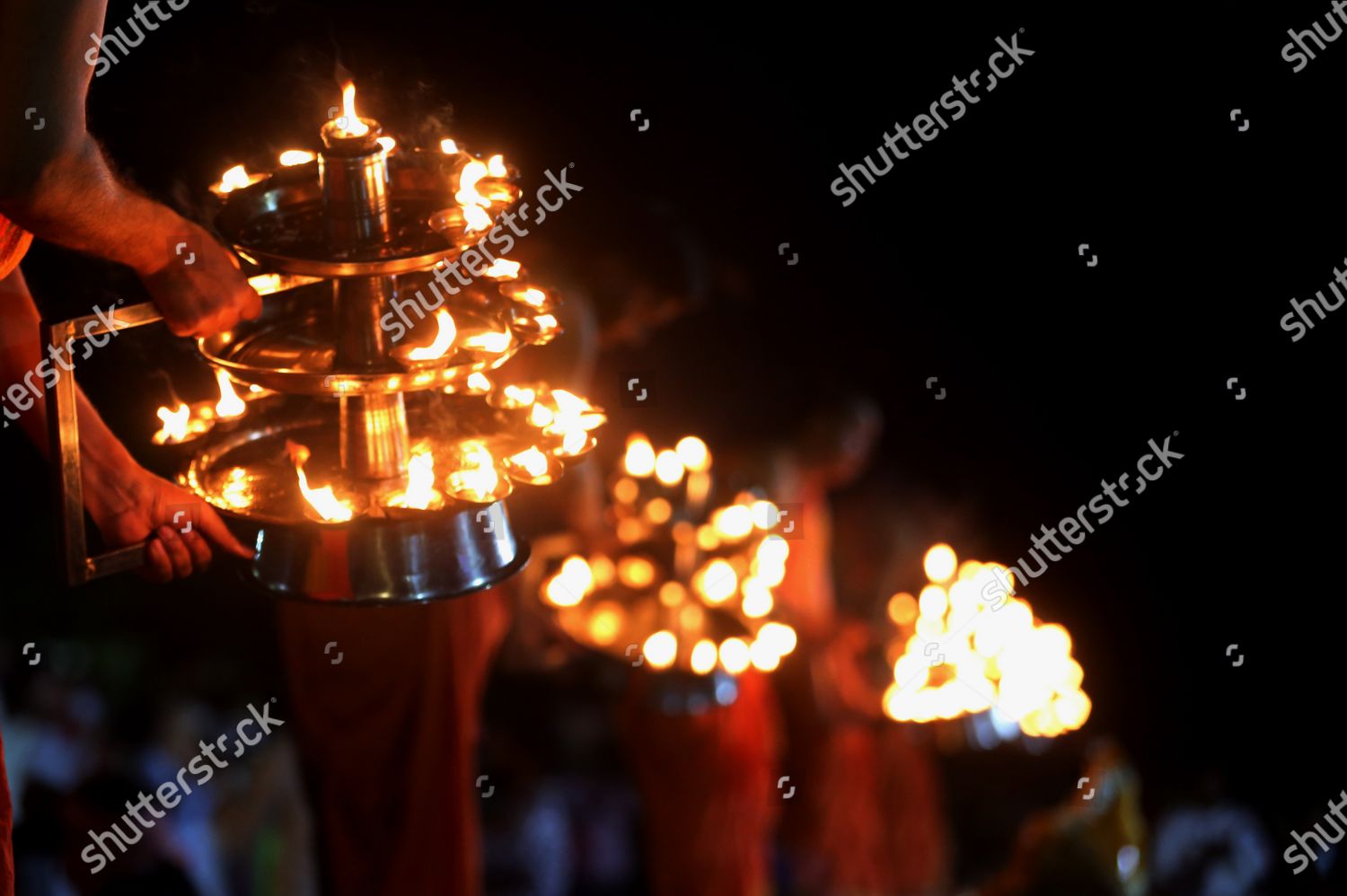 Hindu Priests Perform Narmada Aarti Worship Editorial Stock Photo ...
