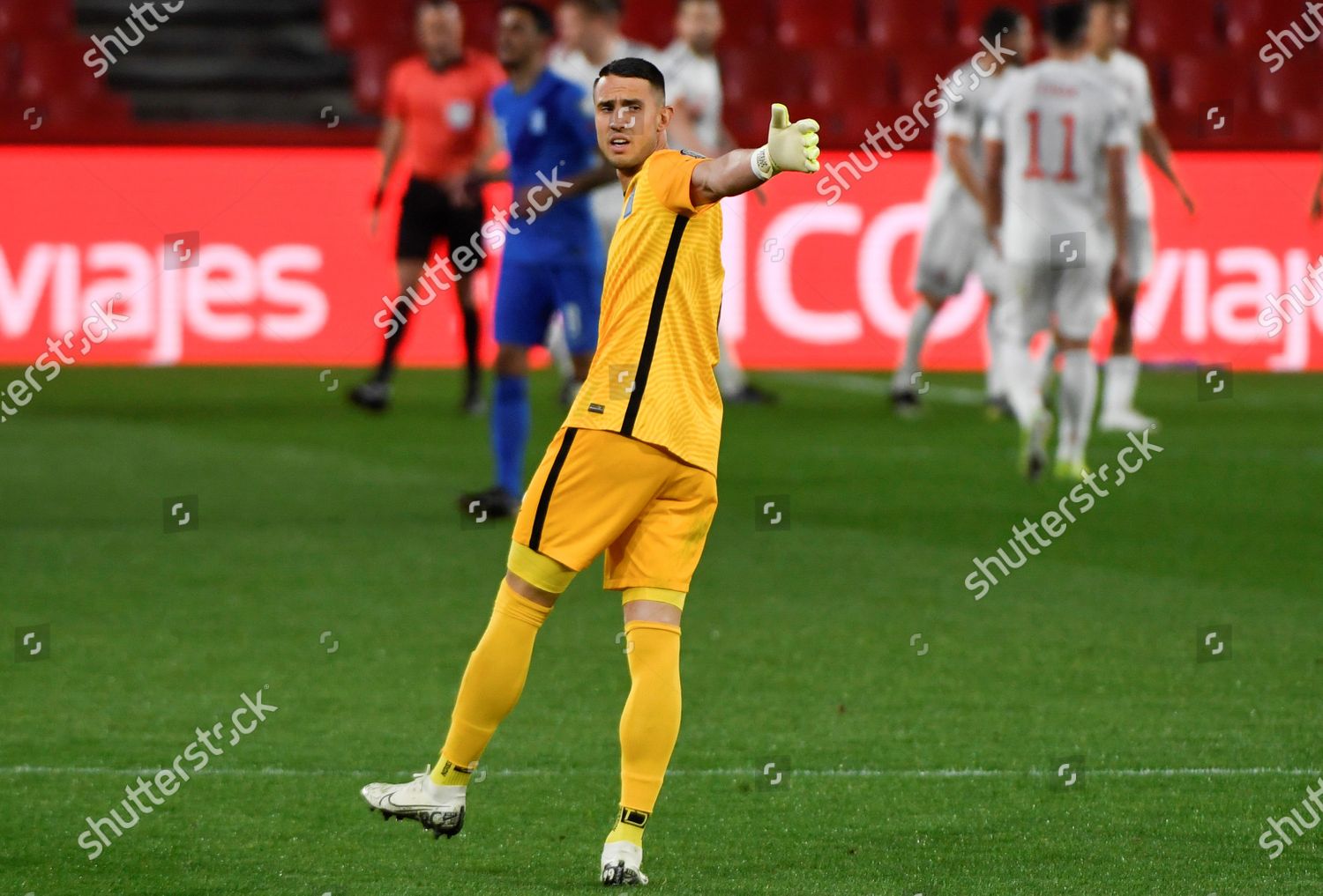 GREEK GOALKEEPER ODISSEAS VLACHODIMOS REACTS DURING Editorial Stock ...
