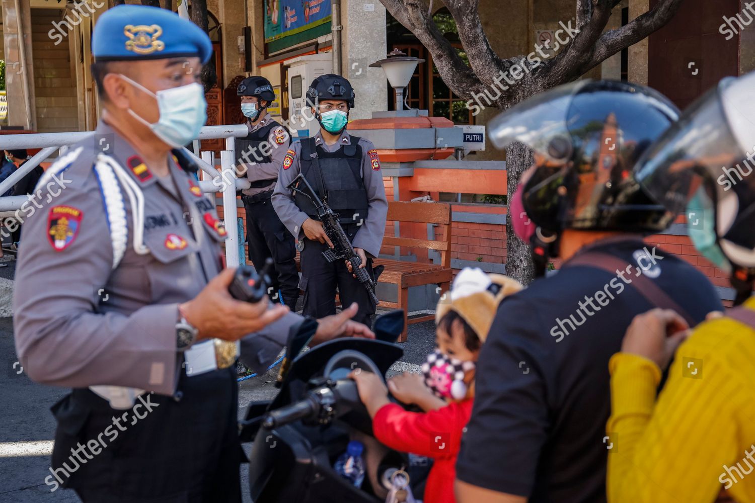 Armed Indonesian National Police Guards Gate Editorial Stock Photo ...