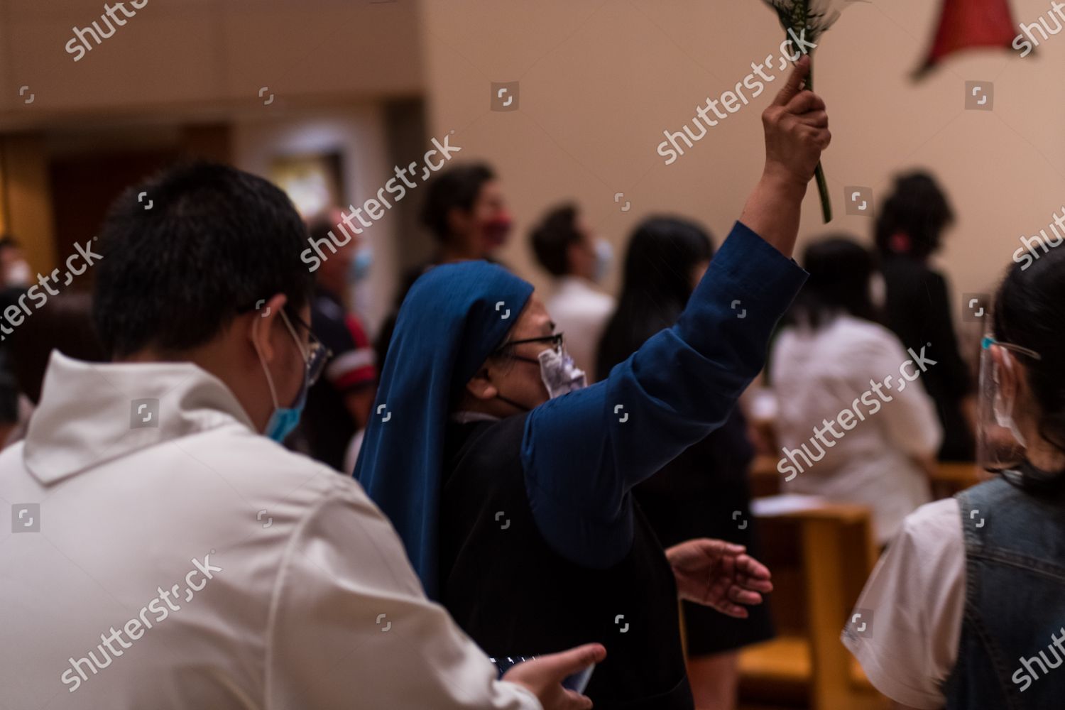 Nun Carries Out Traditional Blessing Faithful Editorial Stock Photo ...
