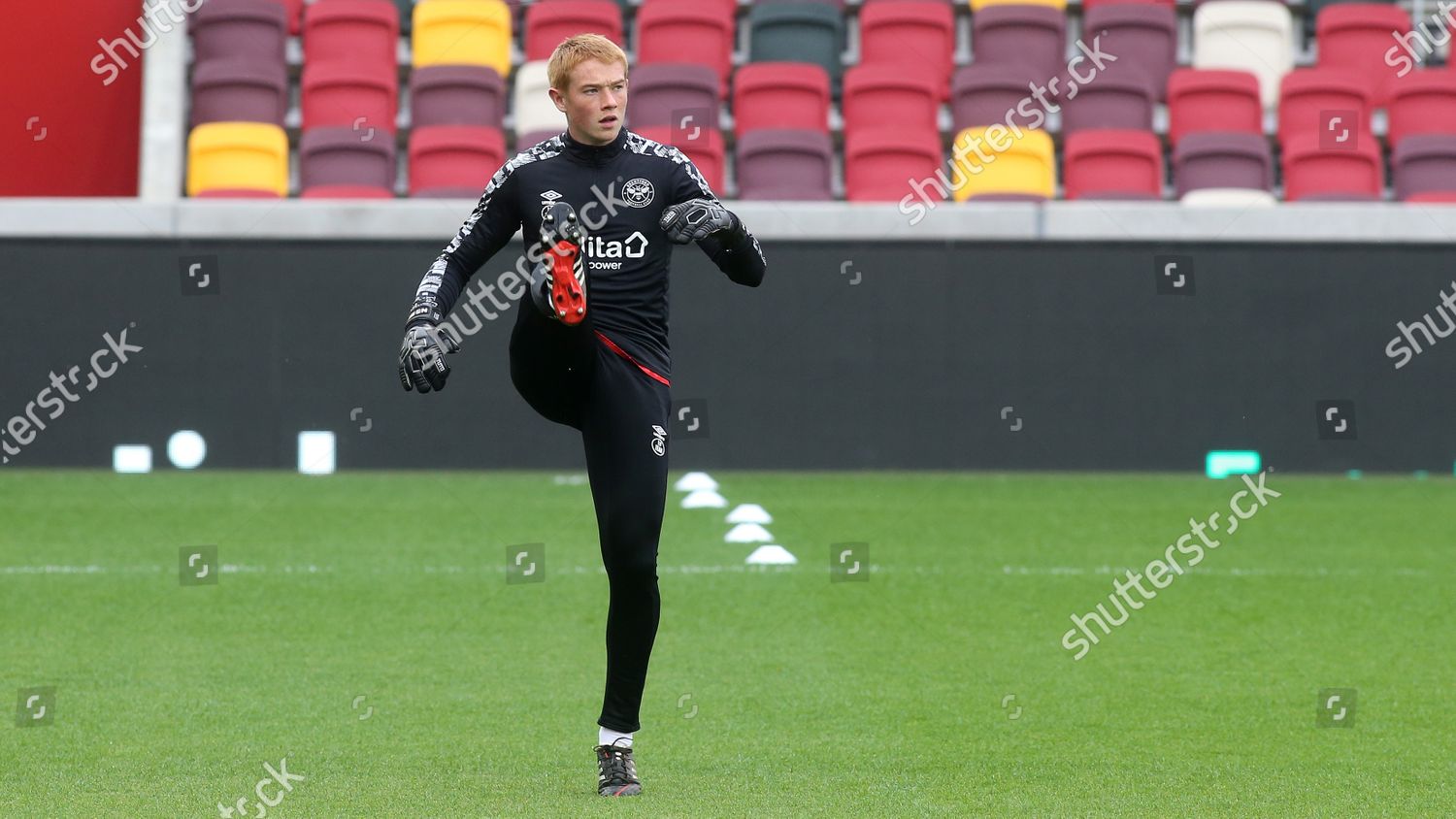Brentford Goalkeeper Nathan Sheppard Warms Ahead Editorial Stock Photo ...