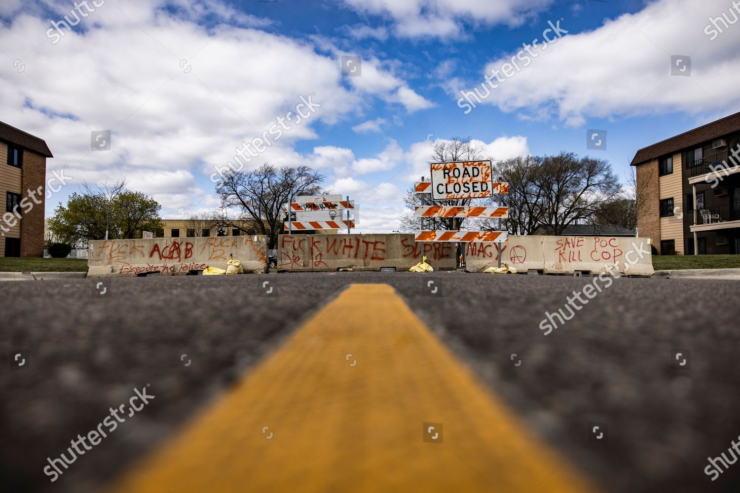 Barriers Block Off Road Between Apartment Editorial Stock Photo - Stock ...