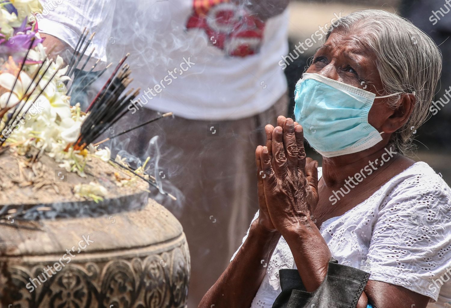 Sri Lankan Buddhist Devotee Prays During Editorial Stock Photo - Stock ...