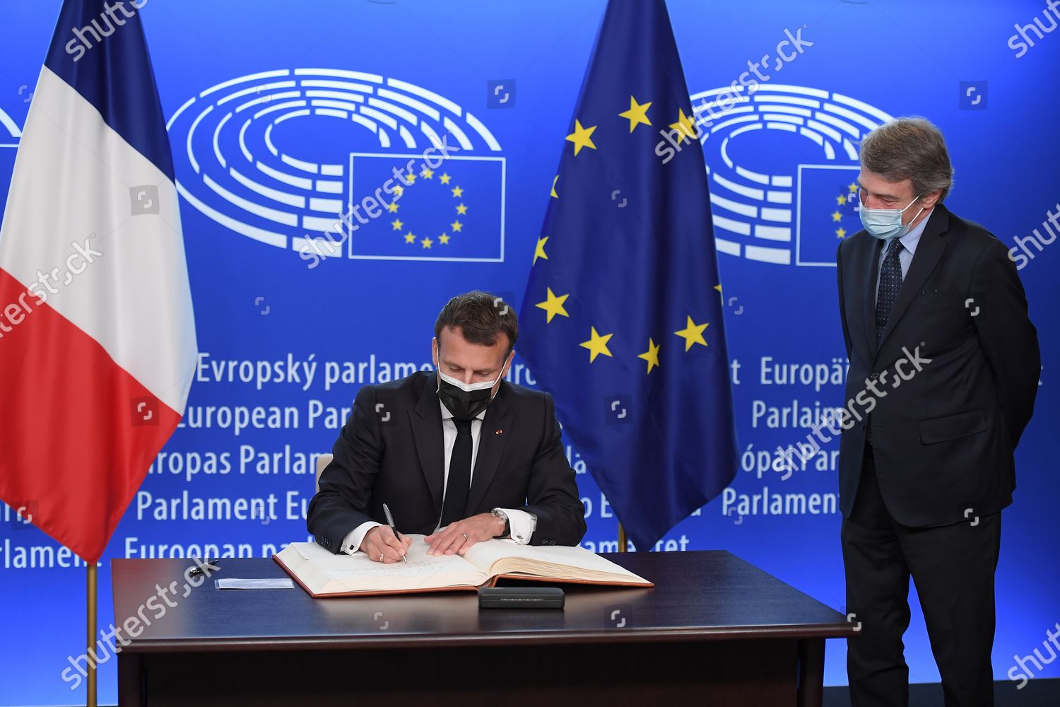 French President Emmanuel Macron C Signs Editorial Stock Photo - Stock ...