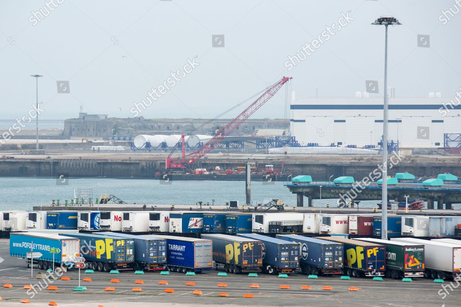 Semitrailers Seen Cherbourg Ferry Port Situated Editorial Stock Photo ...