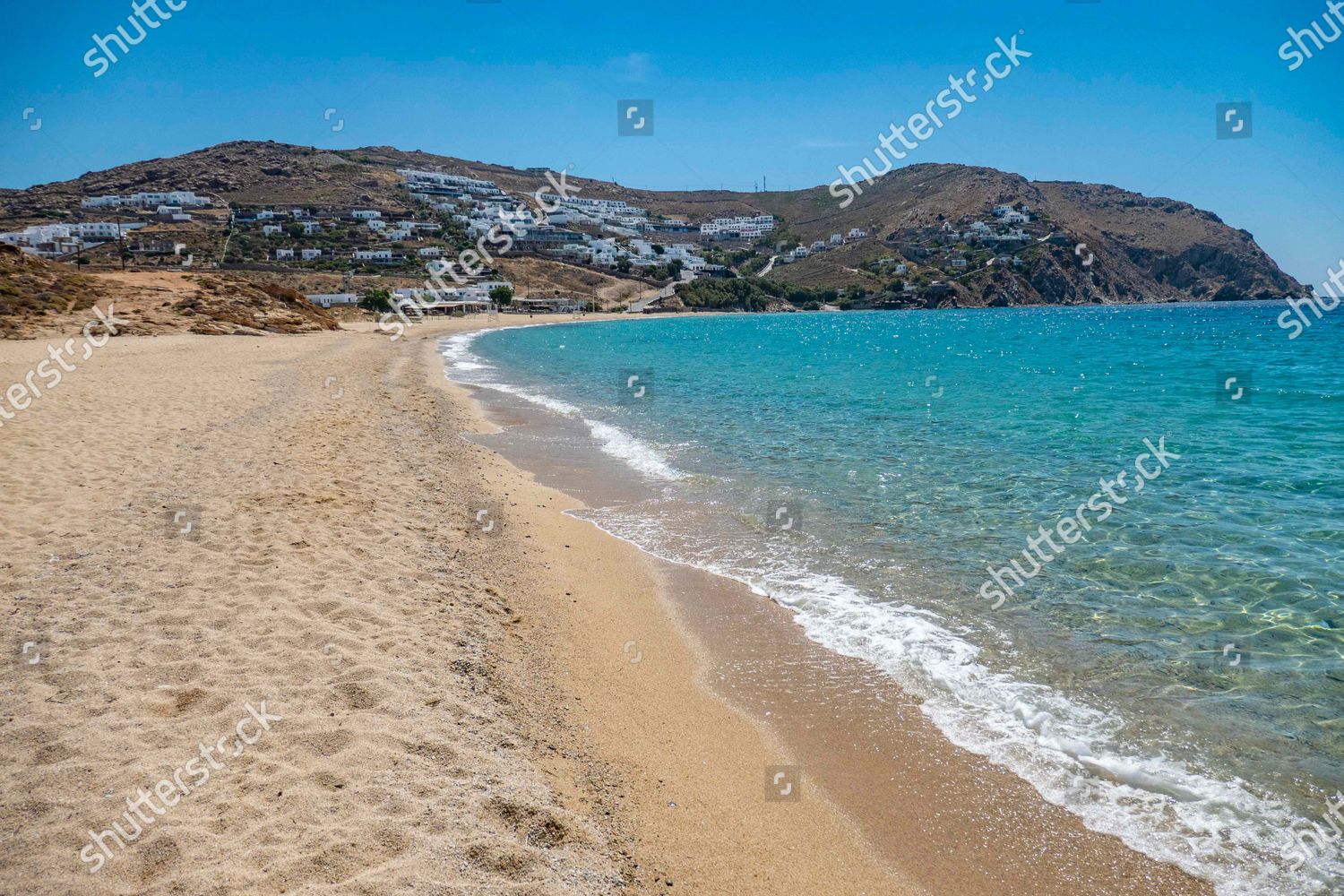 Famous Elia Beach Mykonos Island Cyclades Editorial Stock Photo - Stock ...
