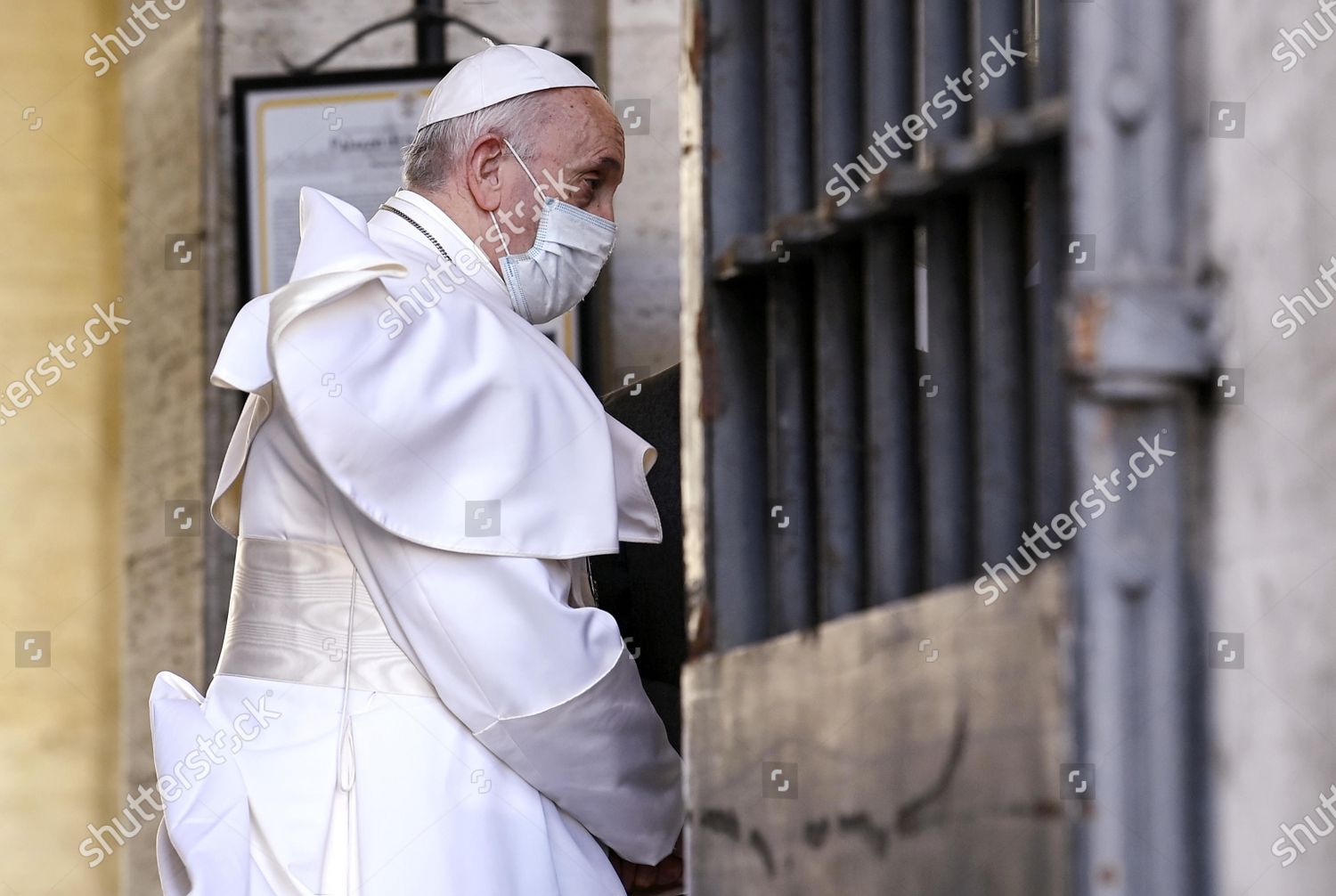 Pope Francis Wears Face Mask During Editorial Stock Photo - Stock Image ...