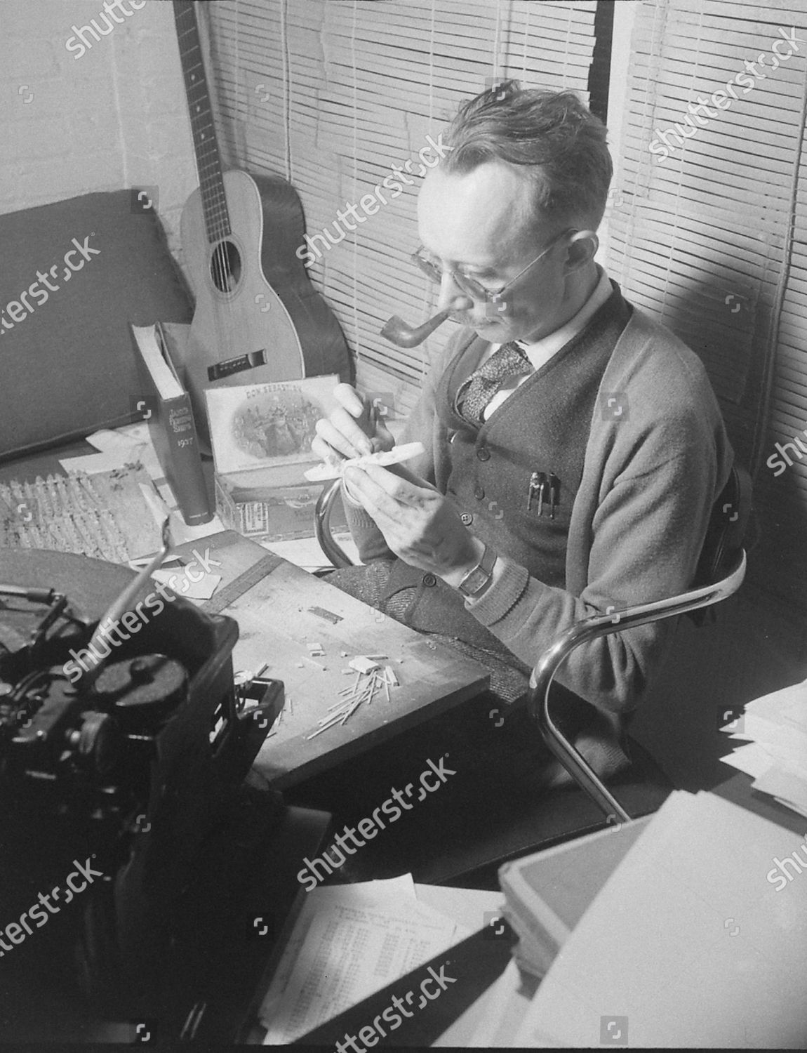 American Writer Fletcher Pratt Making Scale Editorial Stock Photo ...