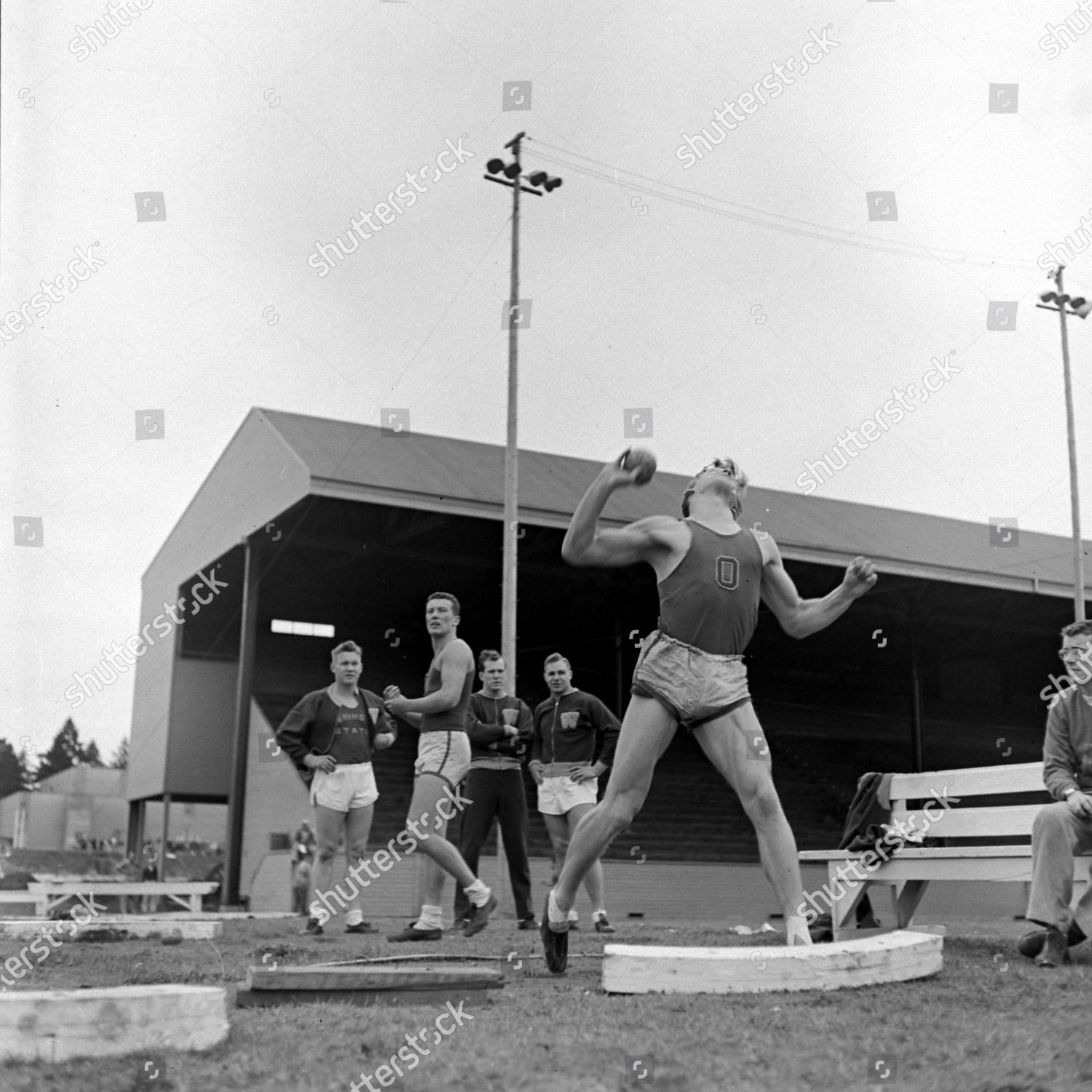 Athlete Les Steers Doing Shot Put Editorial Stock Photo - Stock Image ...