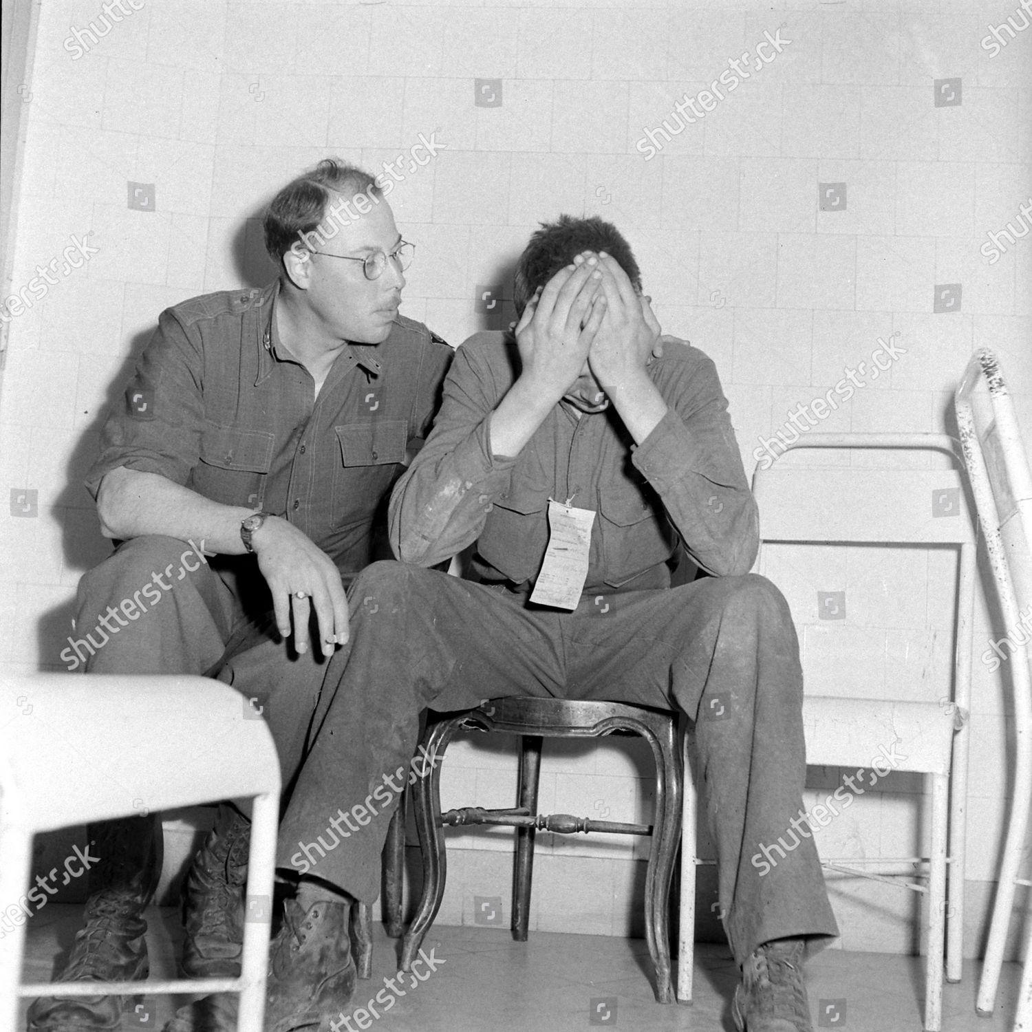 Man Comforting Exhausted Allied Soldier August Editorial Stock Photo ...