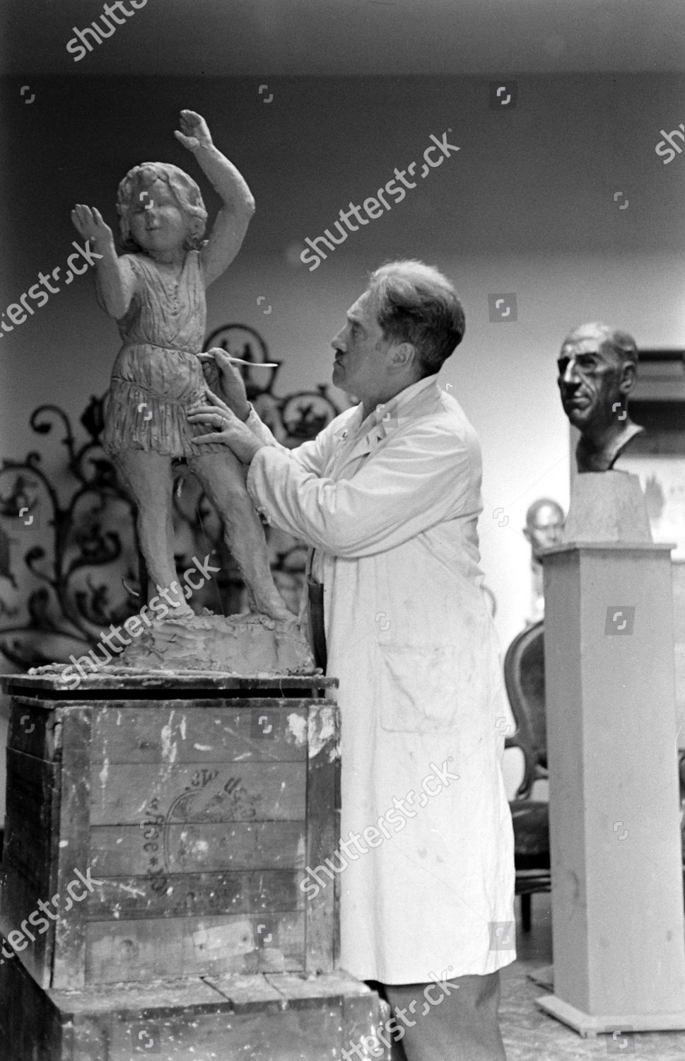 Artist Benno Elkan Carving Sculpture His Editorial Stock Photo - Stock ...