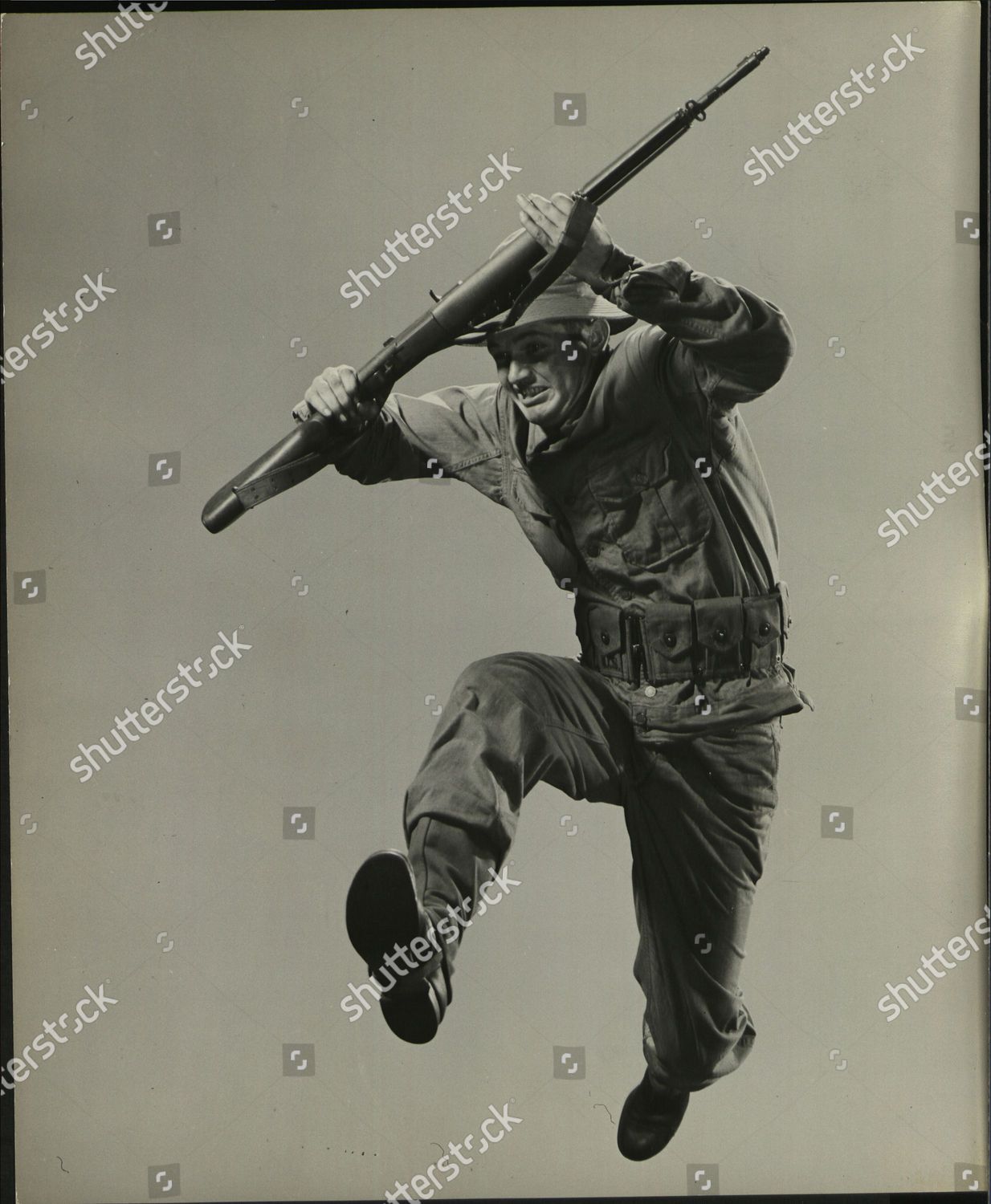 Soldier Jumping Garand Rifle 1942 Editorial Stock Photo - Stock Image ...