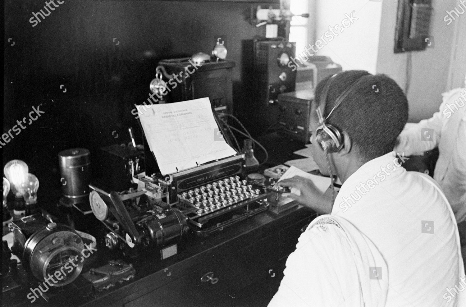 Man Typing On Typewriter Ethiopia 1935 Editorial Stock Photo - Stock ...