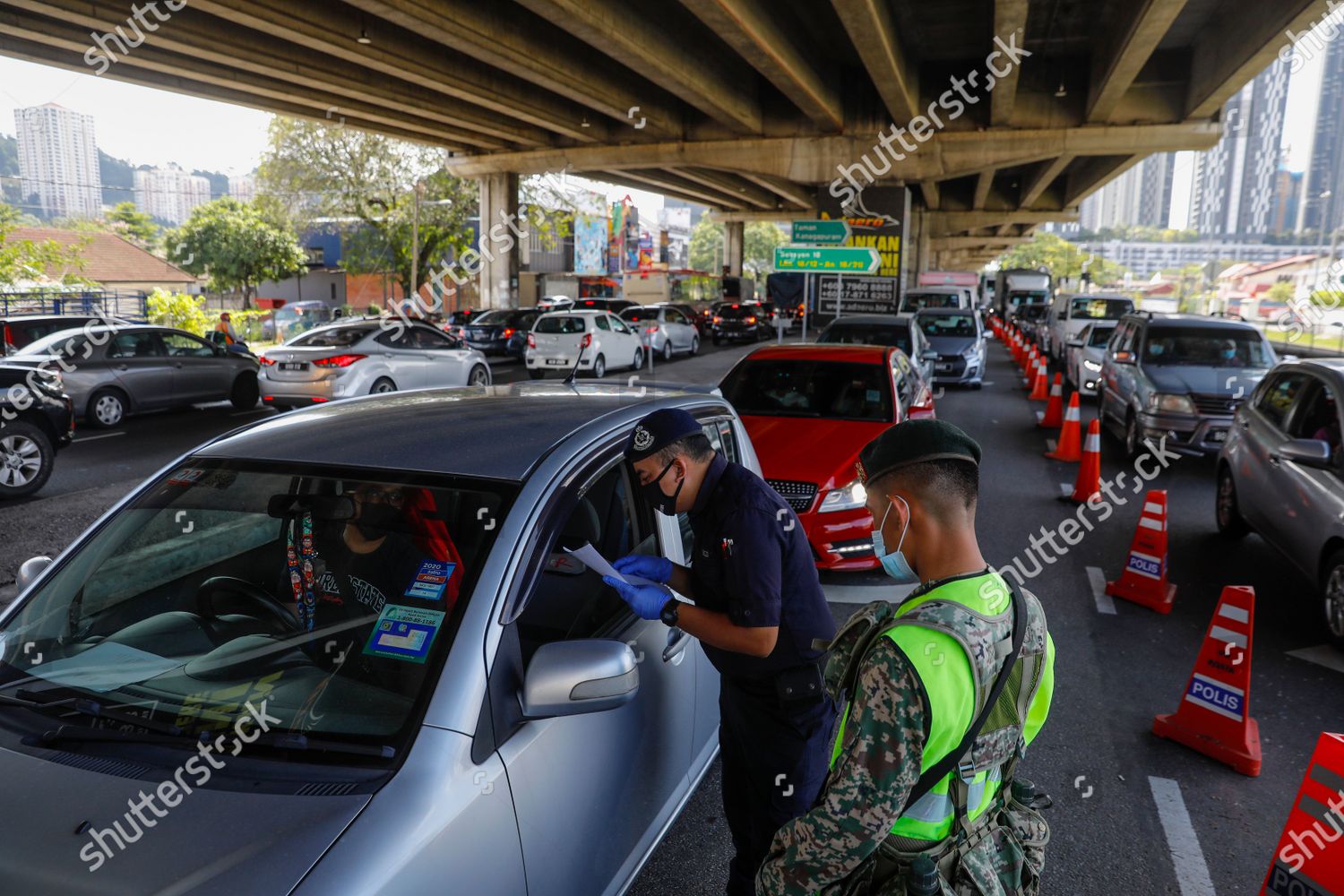 Police Officer Checks Documents Roadblock During Editorial Stock Photo ...