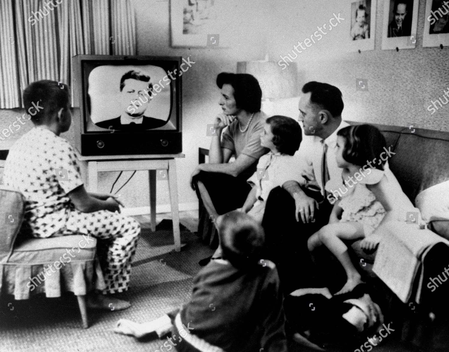 Typical American Family Gathered Around Tv Editorial Stock Photo ...