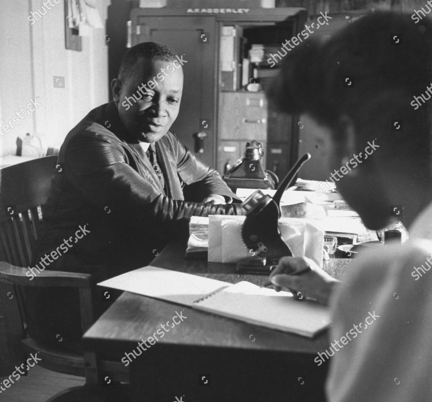 Alfred F Adderly L Dictating His Editorial Stock Photo - Stock Image ...