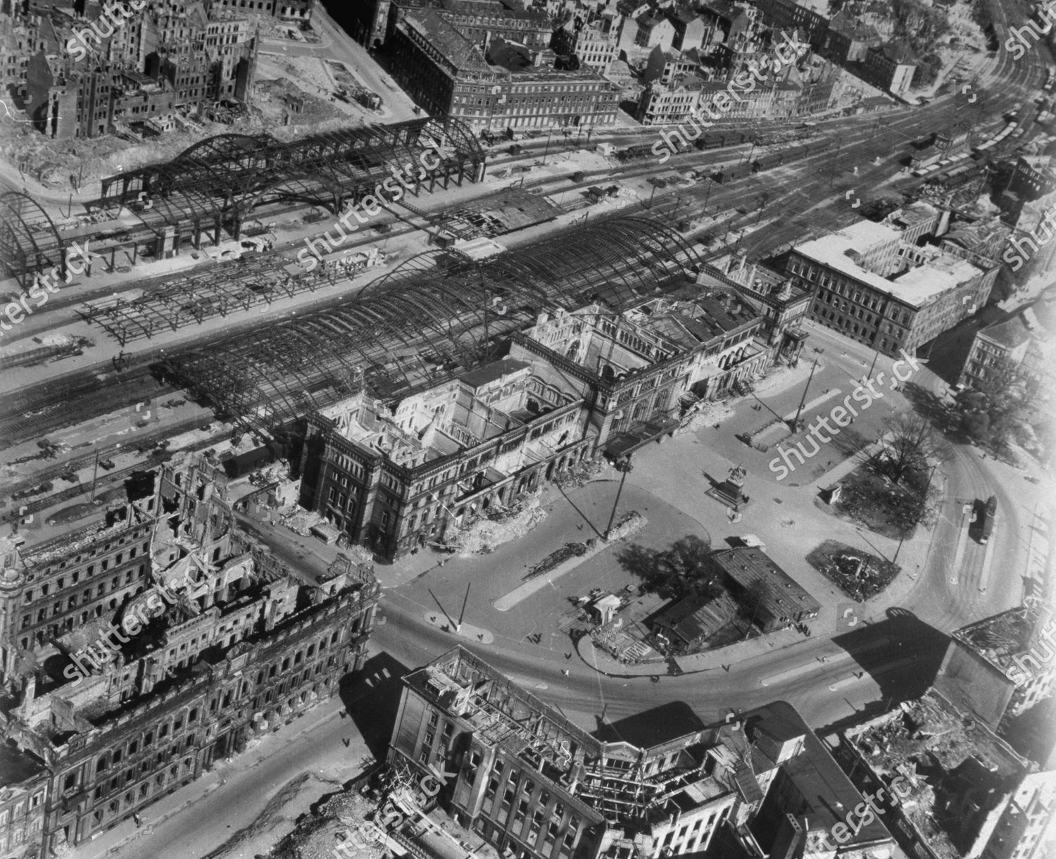 Circa 1945 Aerial View Bombdamaged Railroad Editorial Stock Photo ...