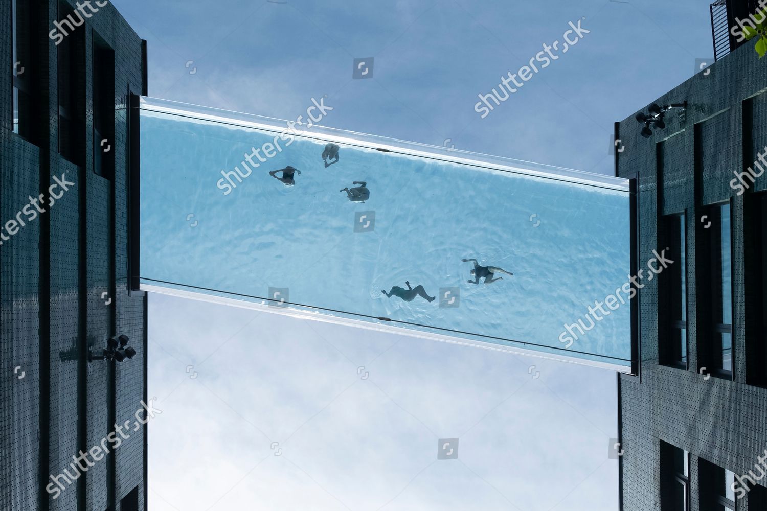 Swimmers Use Sky Pool Worlds First Editorial Stock Photo - Stock Image ...