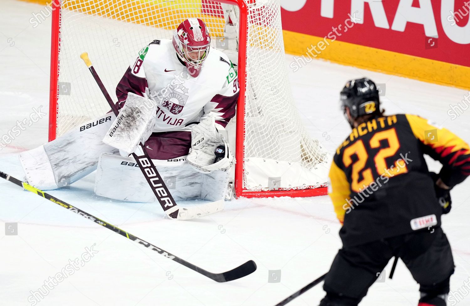 Latvias Goalkeeper Janis Kalnins L Tries Editorial Stock Photo - Stock ...