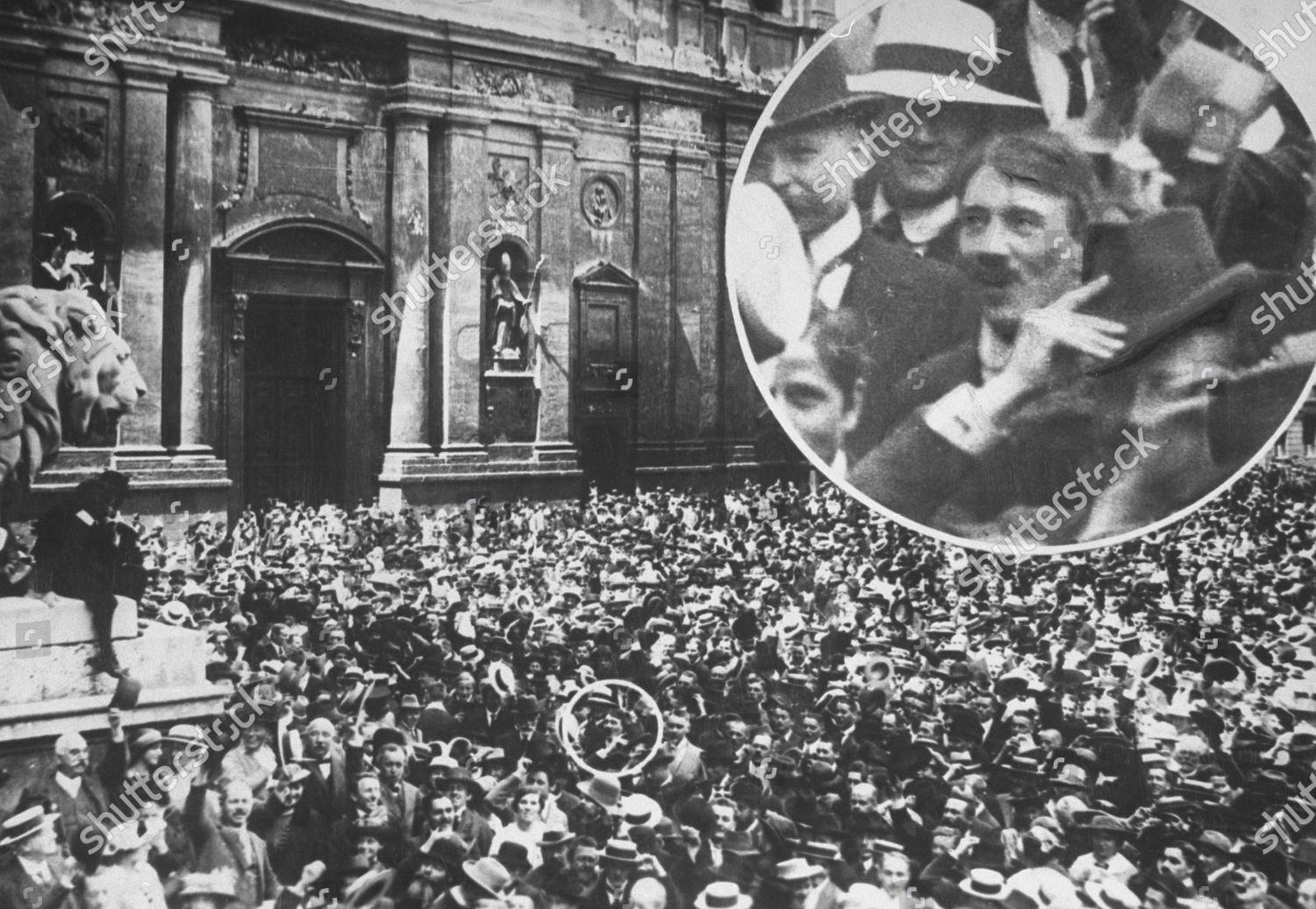 Adolf Hitler Crowd Outside Odeonplatz During Editorial Stock Photo ...