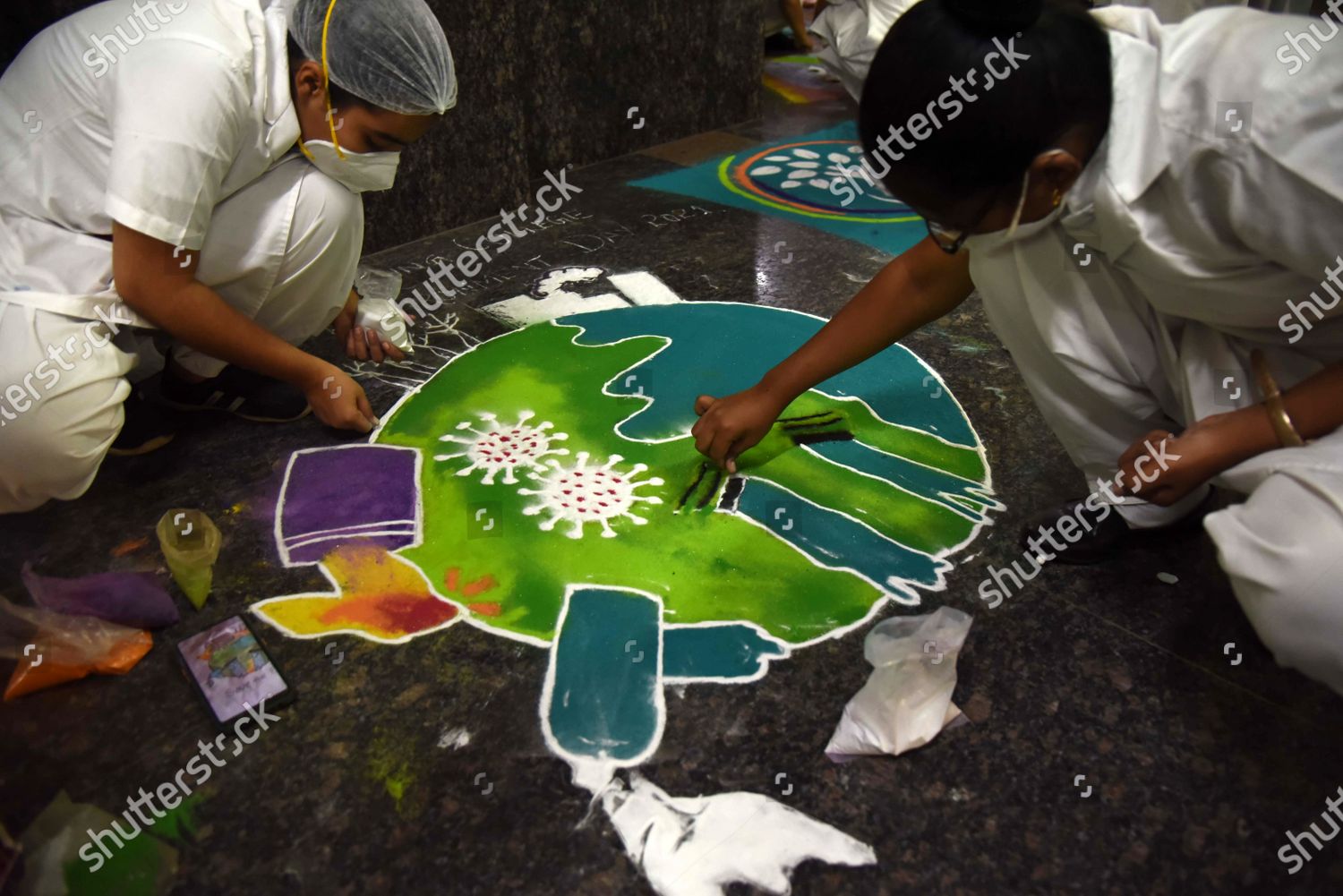 Nursing Interns Make Rangoli Mark World Editorial Stock Photo - Stock ...