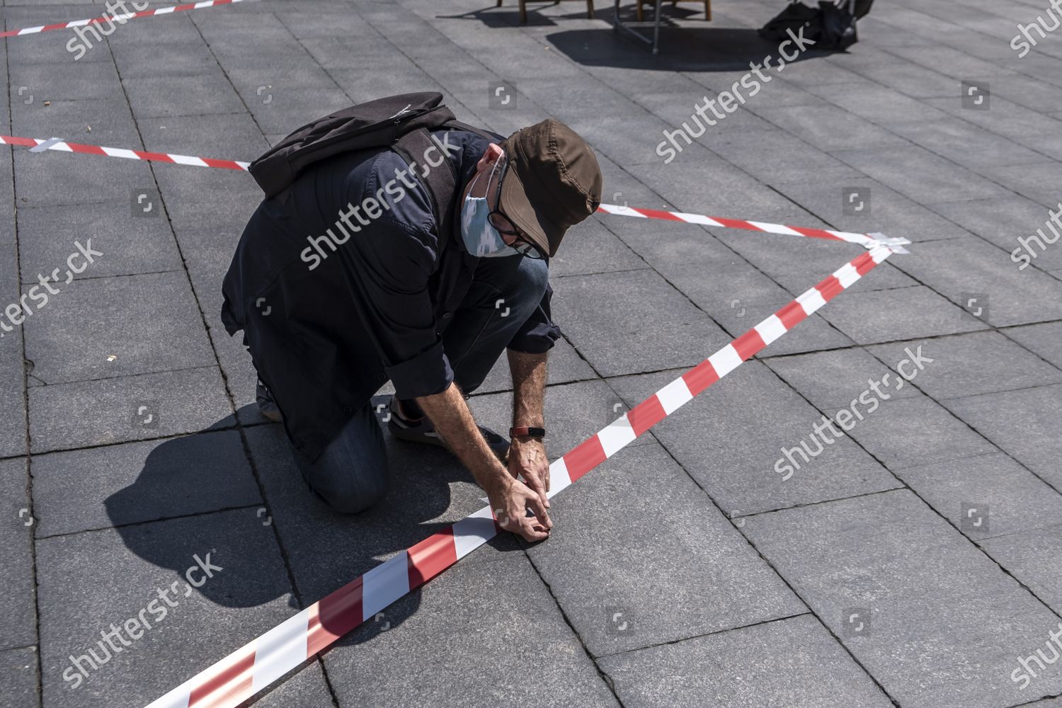 Protesters Marking Off Ground Perimeter Tape Editorial Stock Photo ...