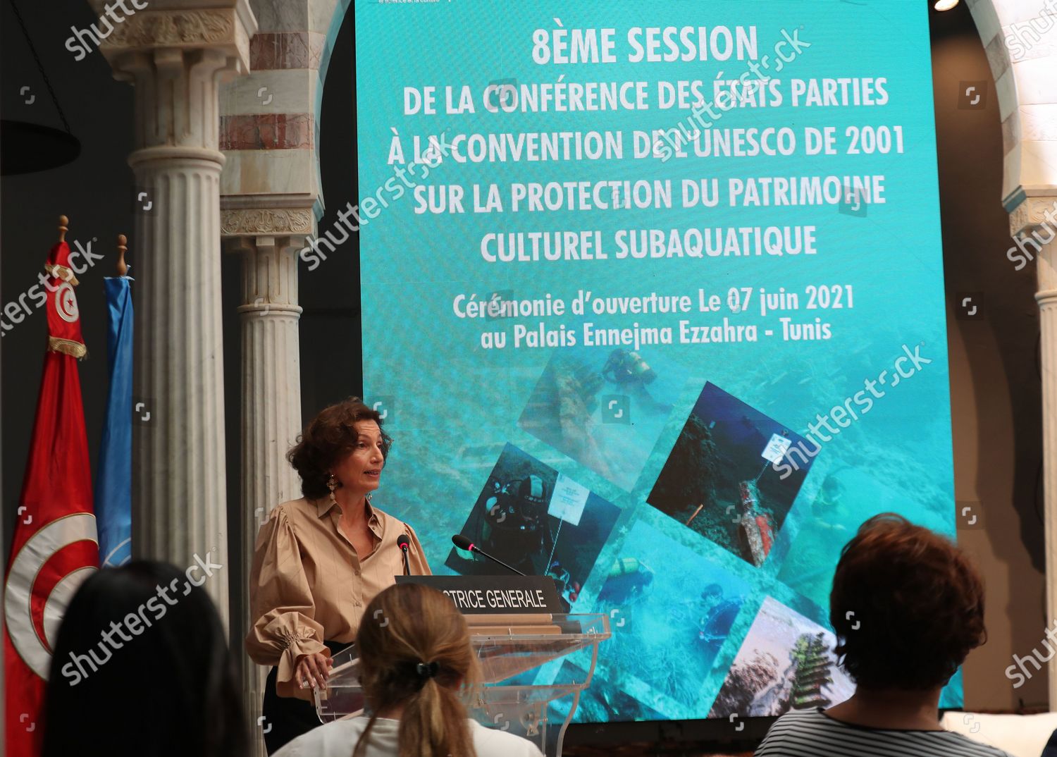 Directorgeneral Unesco Audrey Azoulay Speaks During Editorial Stock ...