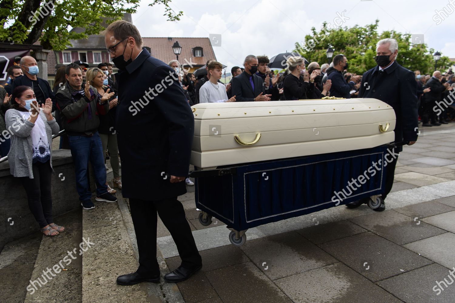 Employees Funeral Home Carry Coffin Deceased Editorial Stock Photo ...