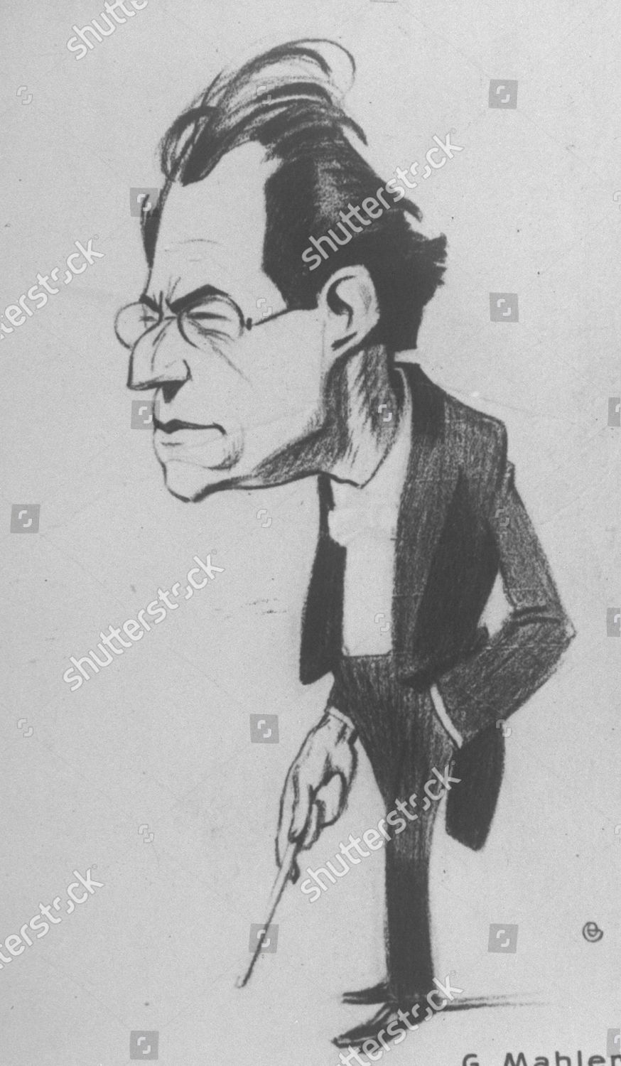 Caricature Austrian Composer Conductor Gustav Mahler Editorial Stock ...