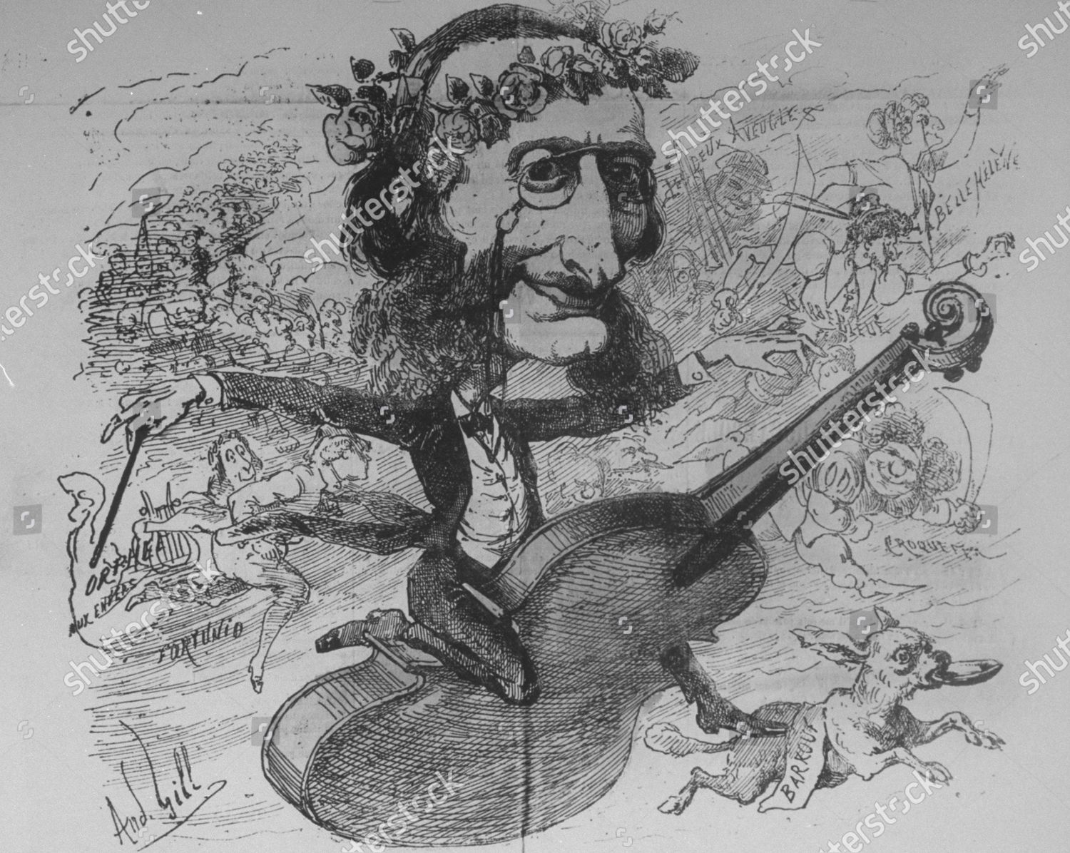 Caricature Celebrated French Composer Opera Bouffe Editorial Stock ...