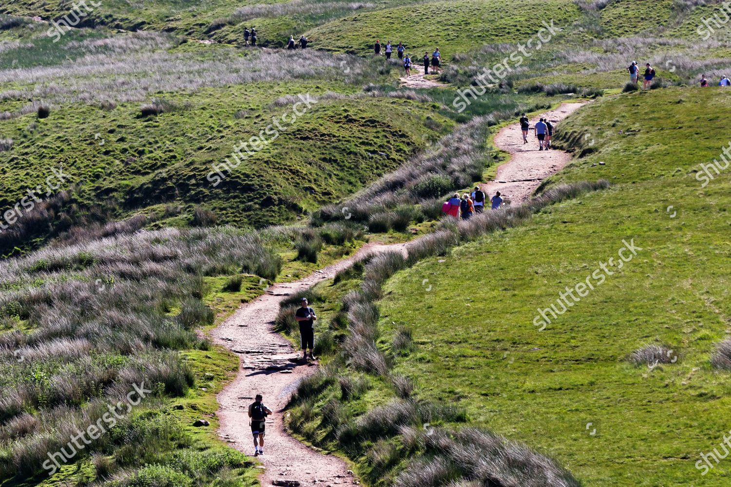 People Walk Down Path Leading Penyfan Editorial Stock Photo - Stock ...