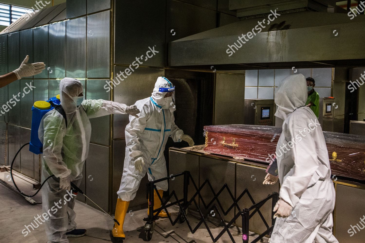 Crematorium Workers Wearing Protective Suit Push Editorial Stock Photo ...