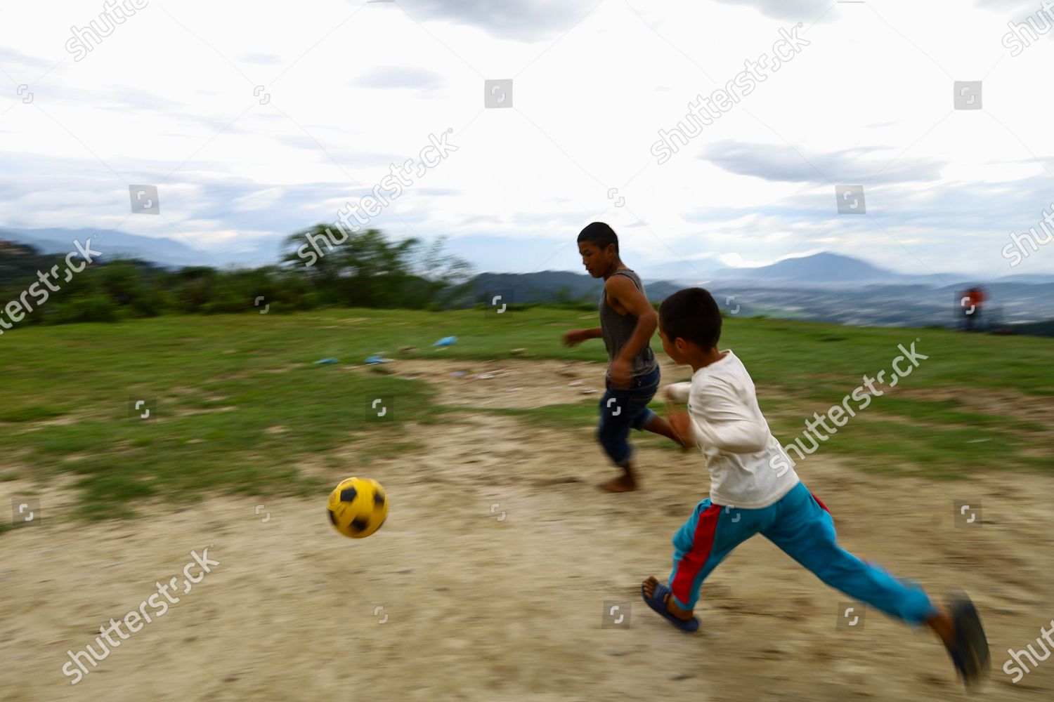 Kids Play Football Open Ground Bhaktapur Editorial Stock Photo - Stock ...