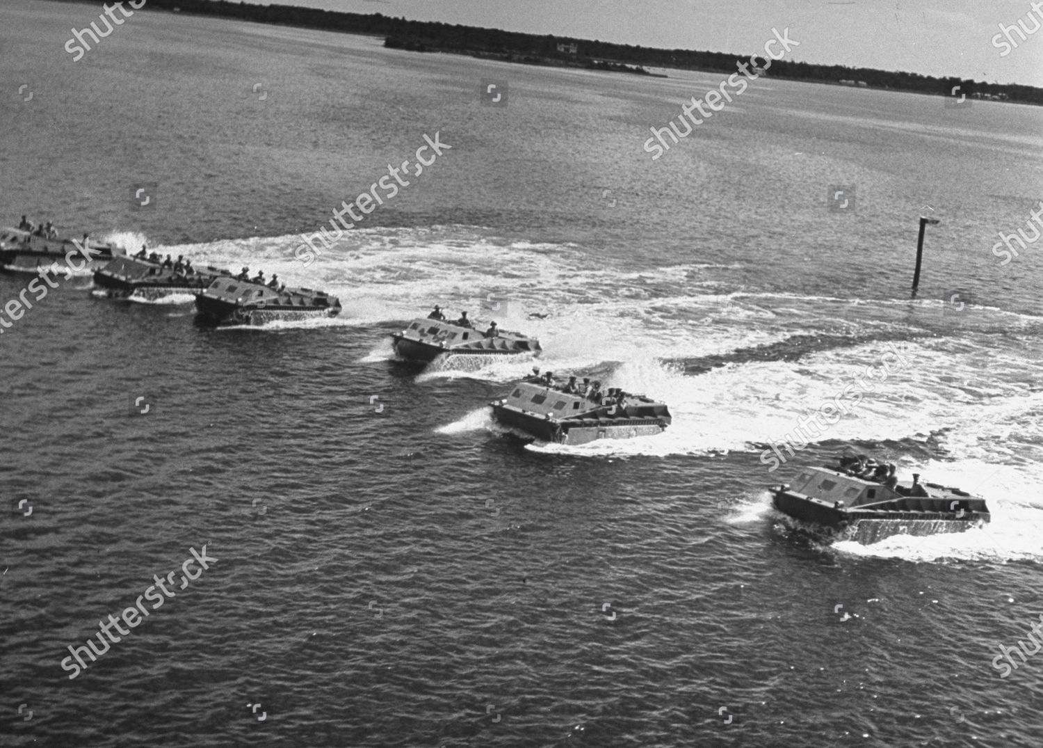 Aerial View Amphibious Tractors Sailing Sea Editorial Stock Photo ...