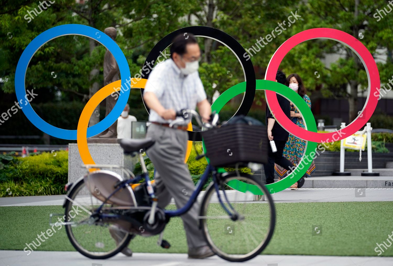 Passerby Pushes Bicycle Front Olympic Rings Editorial Stock Photo ...