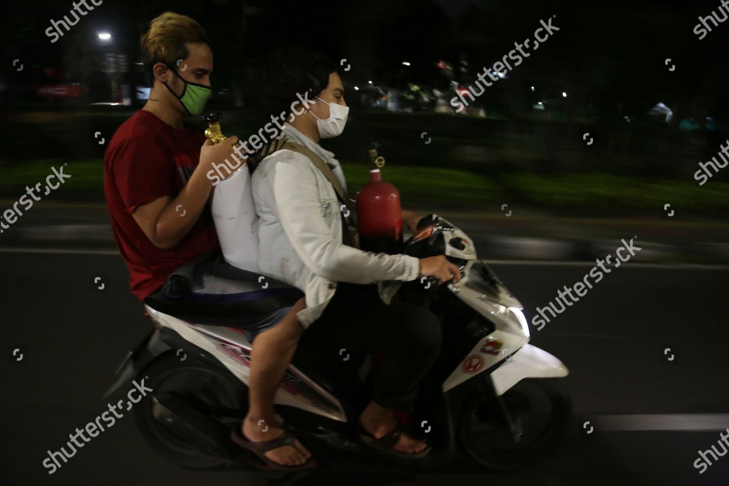 Two Residents Wearing Masks On Motorbikes Editorial Stock Photo - Stock ...