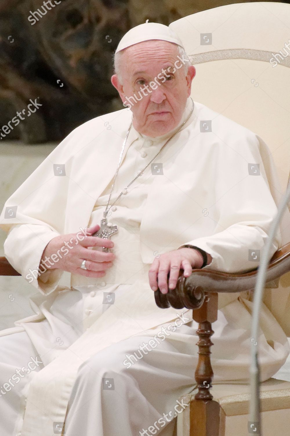 Pope Francis Listens Priests Introducing Group Editorial Stock Photo ...