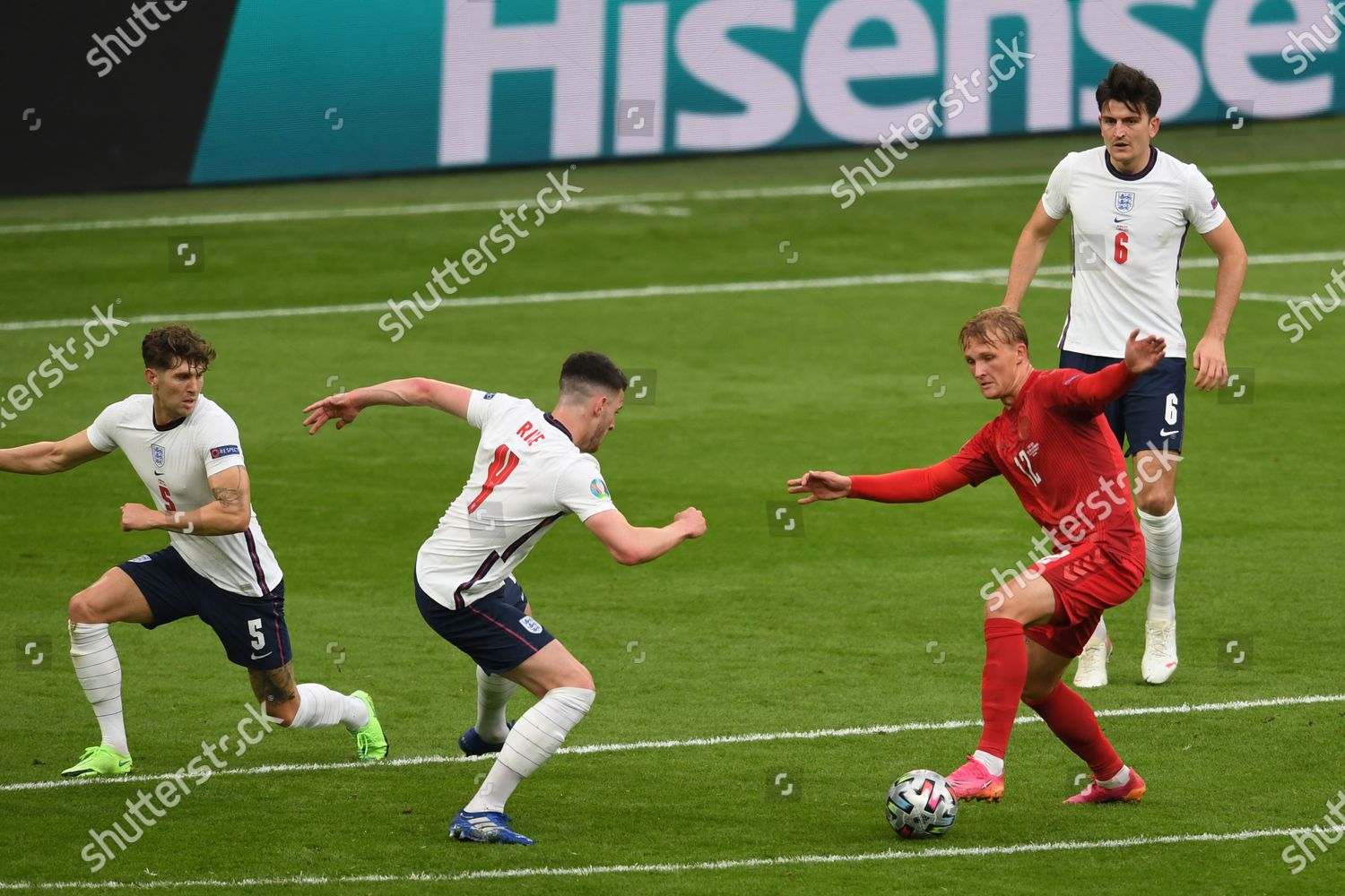 Kasper Dolberg Denmarkdeclan Rice Englandjohn Stones Editorial Stock ...