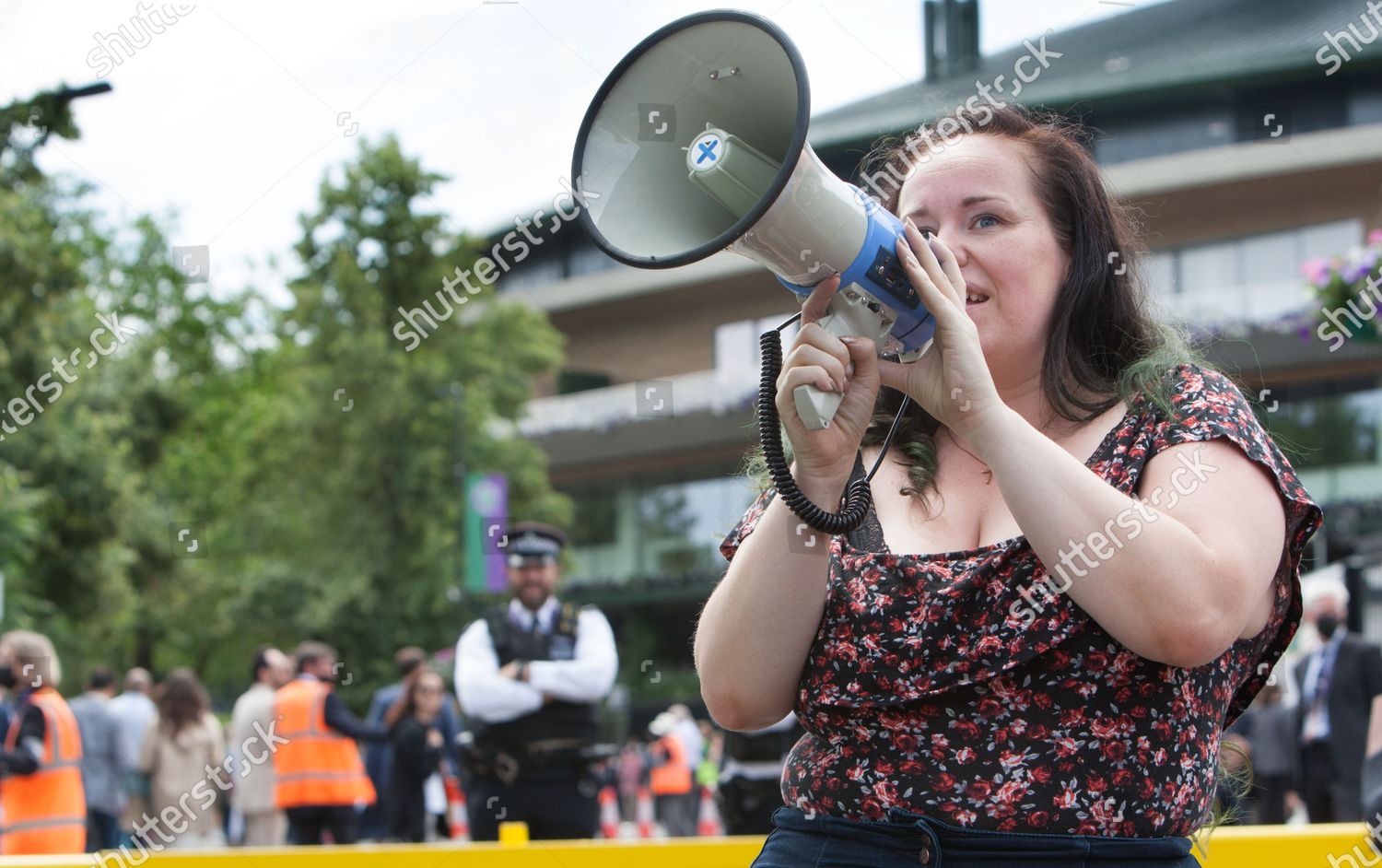 Protester Speaks Through Megaphone Outside Centre Editorial Stock Photo ...