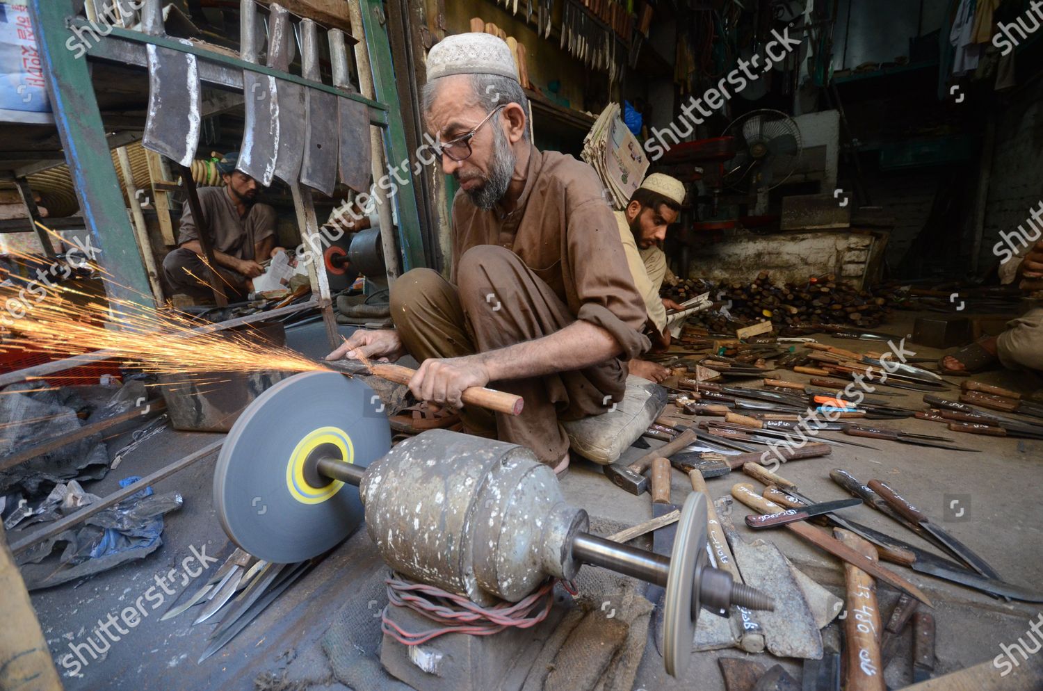 Pakistani Vendor Sharpen Axe Which Will Editorial Stock Photo - Stock ...
