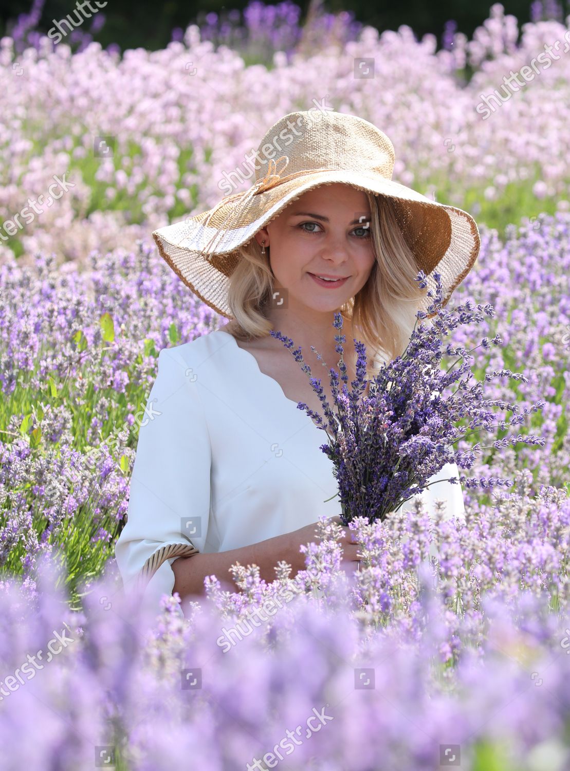 Gem Thomas Admires Lavender During Her Editorial Stock Photo - Stock ...