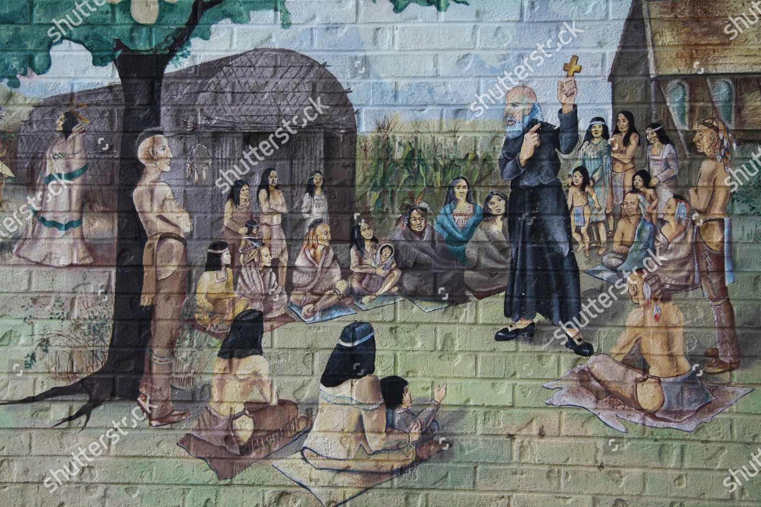 Mural Depicting Christianization Huron Indians Wyandots Editorial Stock ...