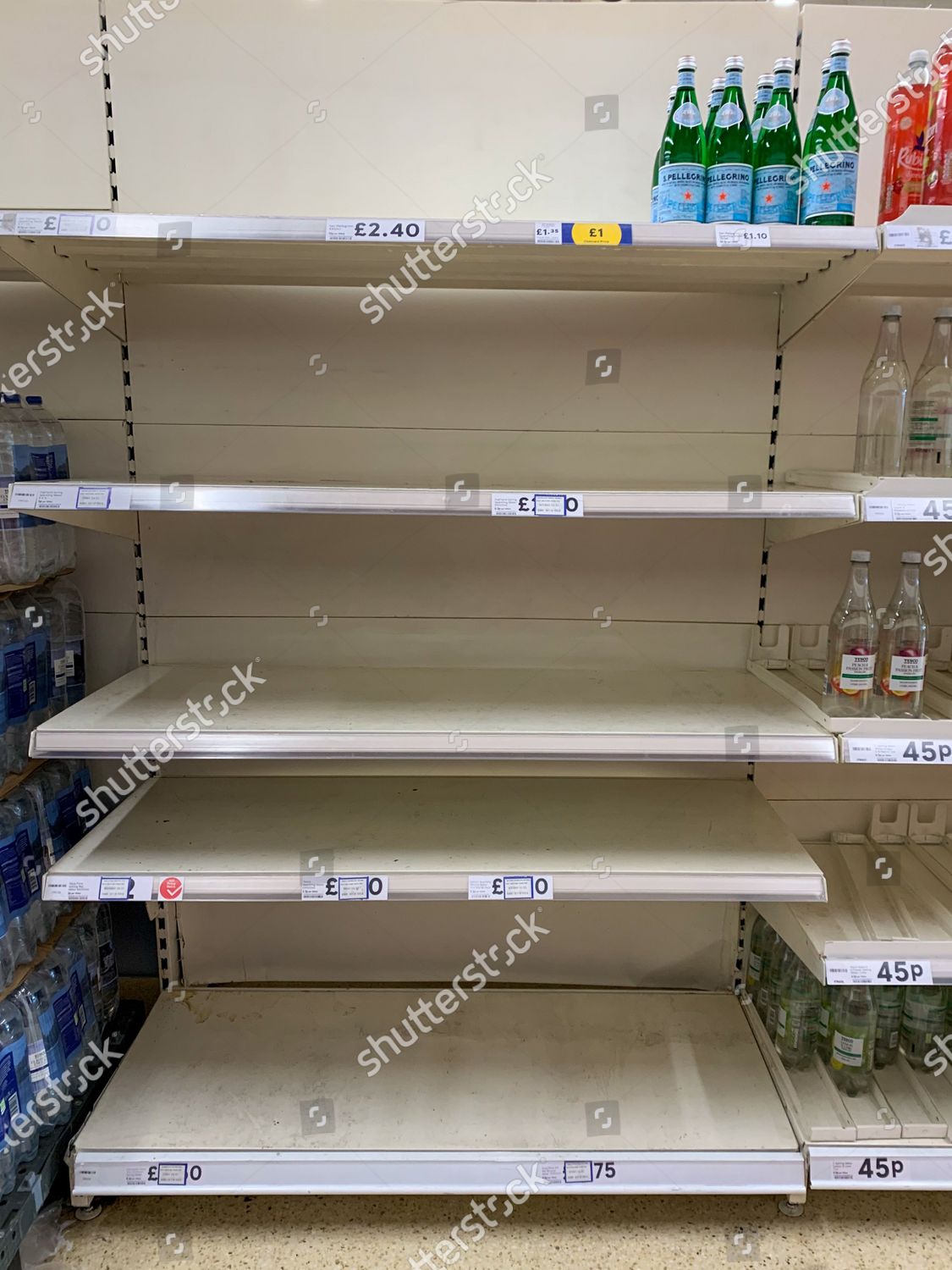 Empty Bottled Water Shelves Tesco Cambridge Editorial Stock Photo ...