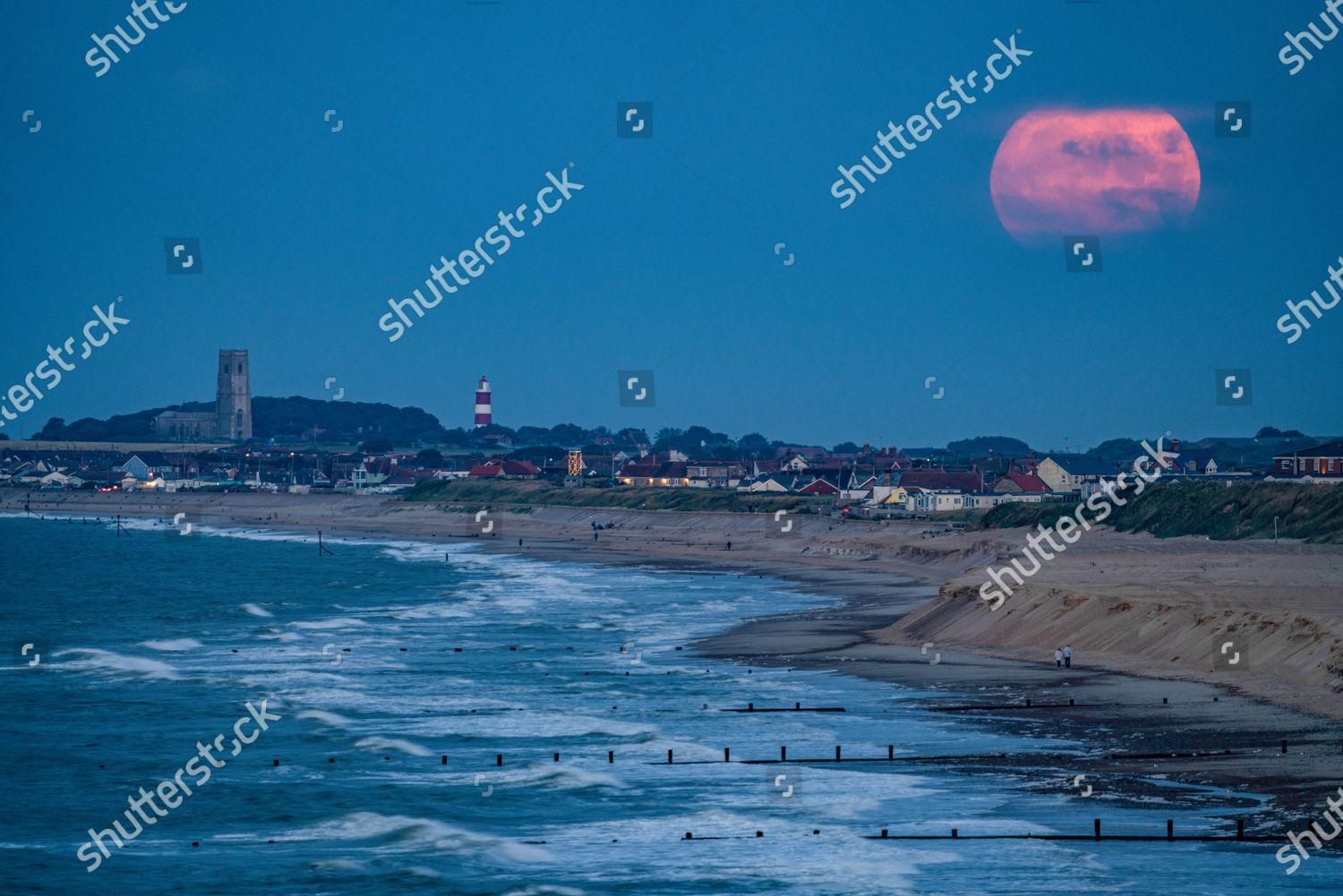 Buck Moon Rising Over Mundesley On Editorial Stock Photo - Stock Image ...