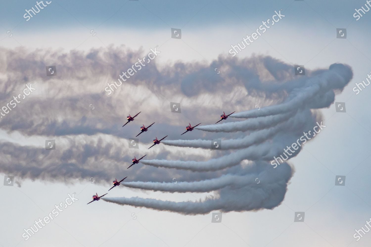 Red Arrows Flying First Duxford Airshow Editorial Stock Photo - Stock ...