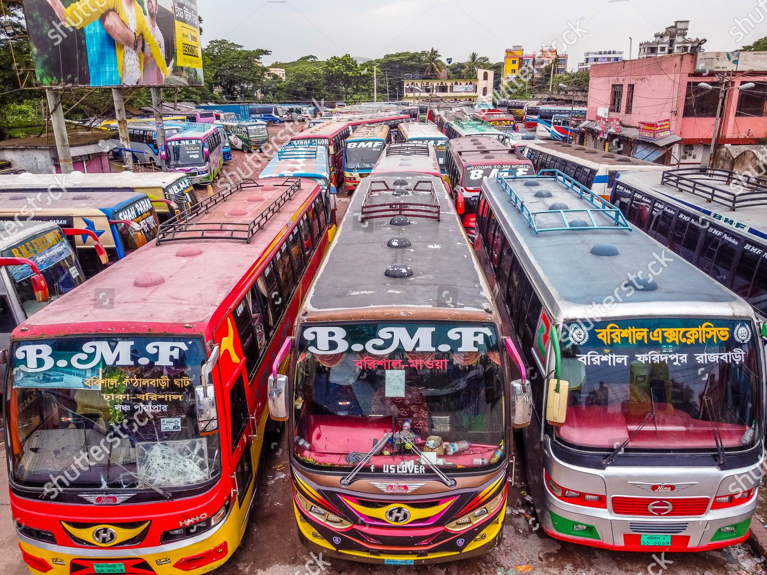 Aerial View Taked Drone Buses Line Editorial Stock Photo - Stock Image ...