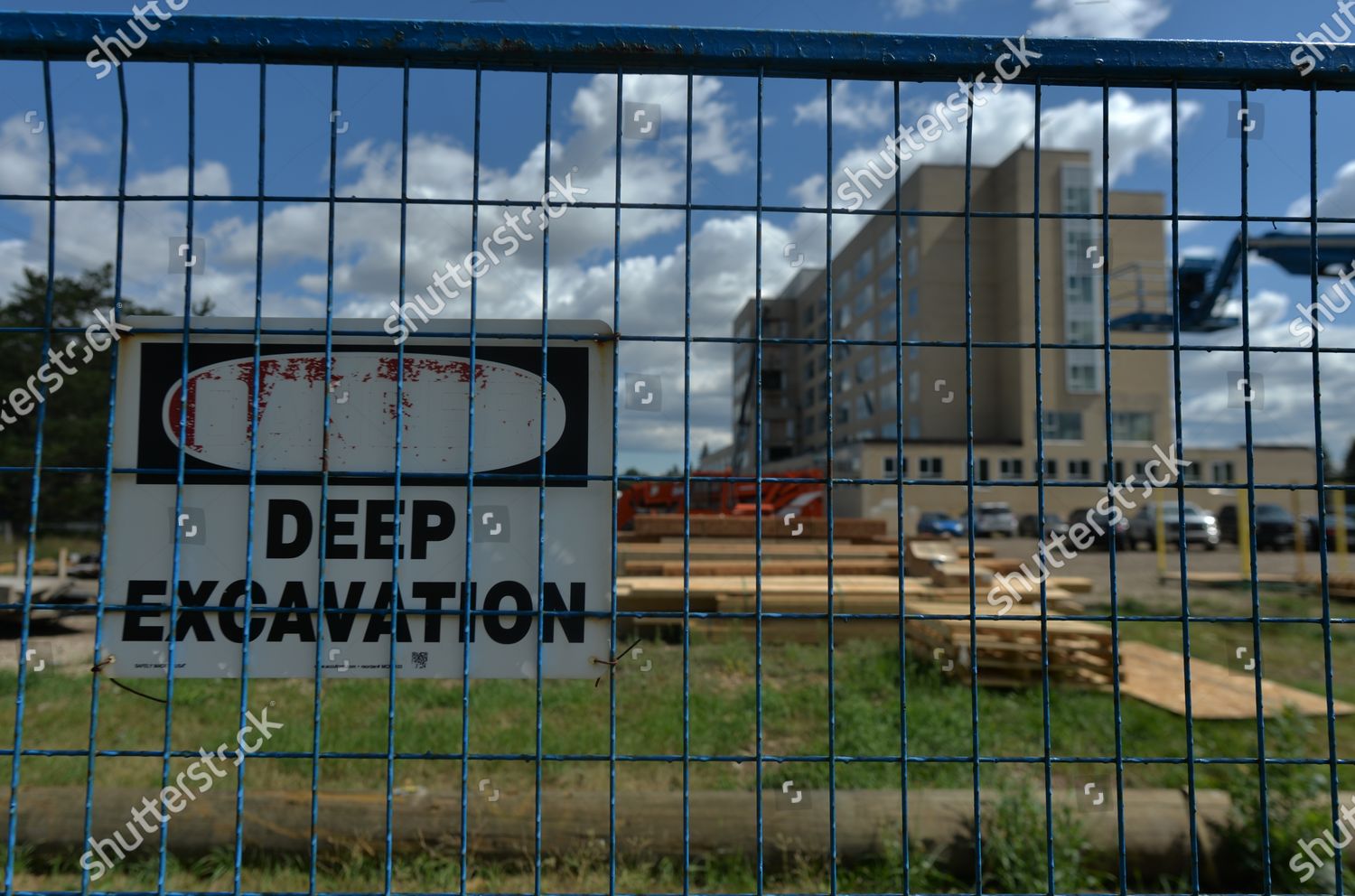 Deep Excavation Sign Attached Fence Surrounding Editorial Stock Photo ...